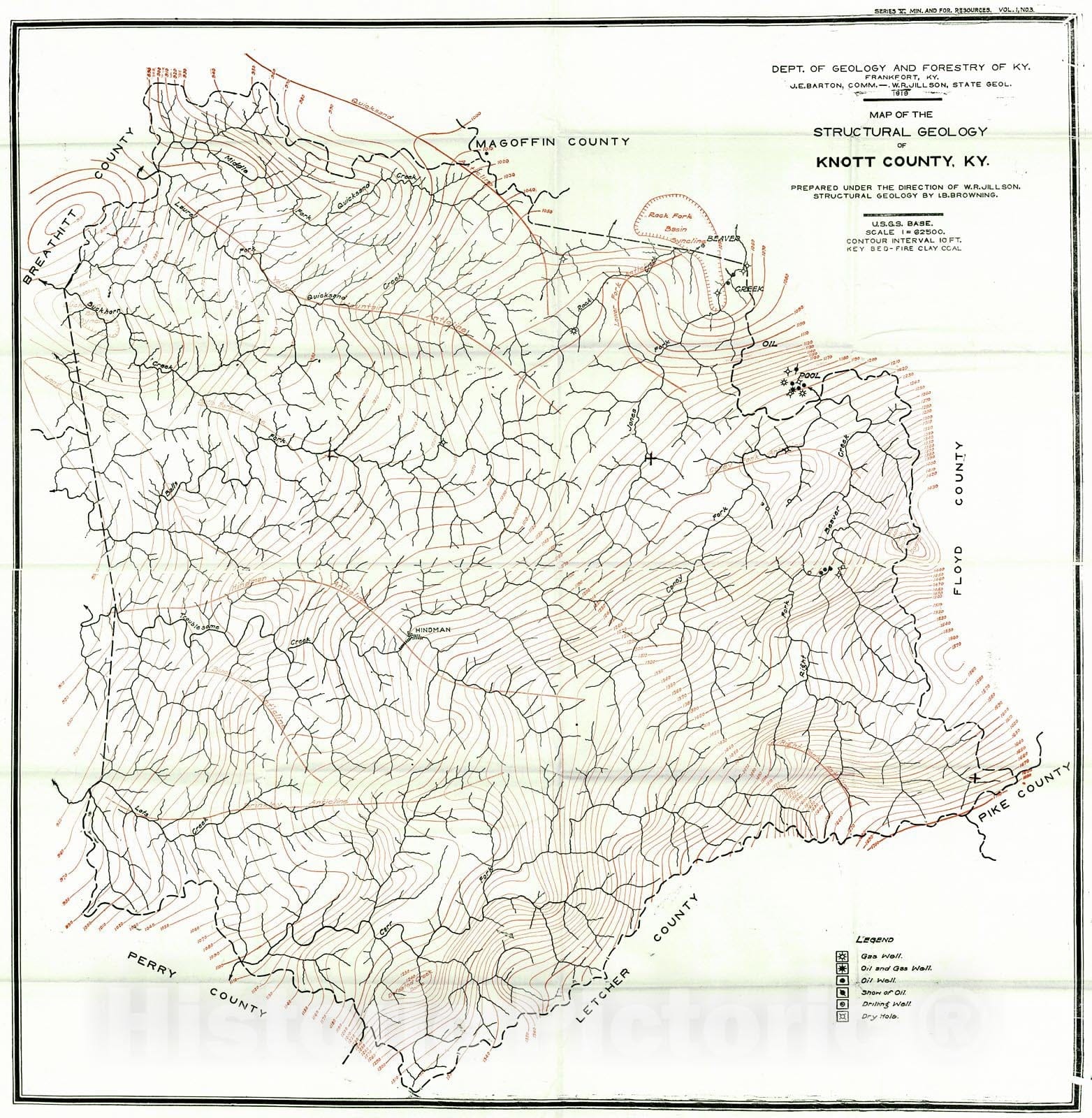 Historic Map : 1919 Map of the Structural Geology of Knott County, KY – Historic Pictoric