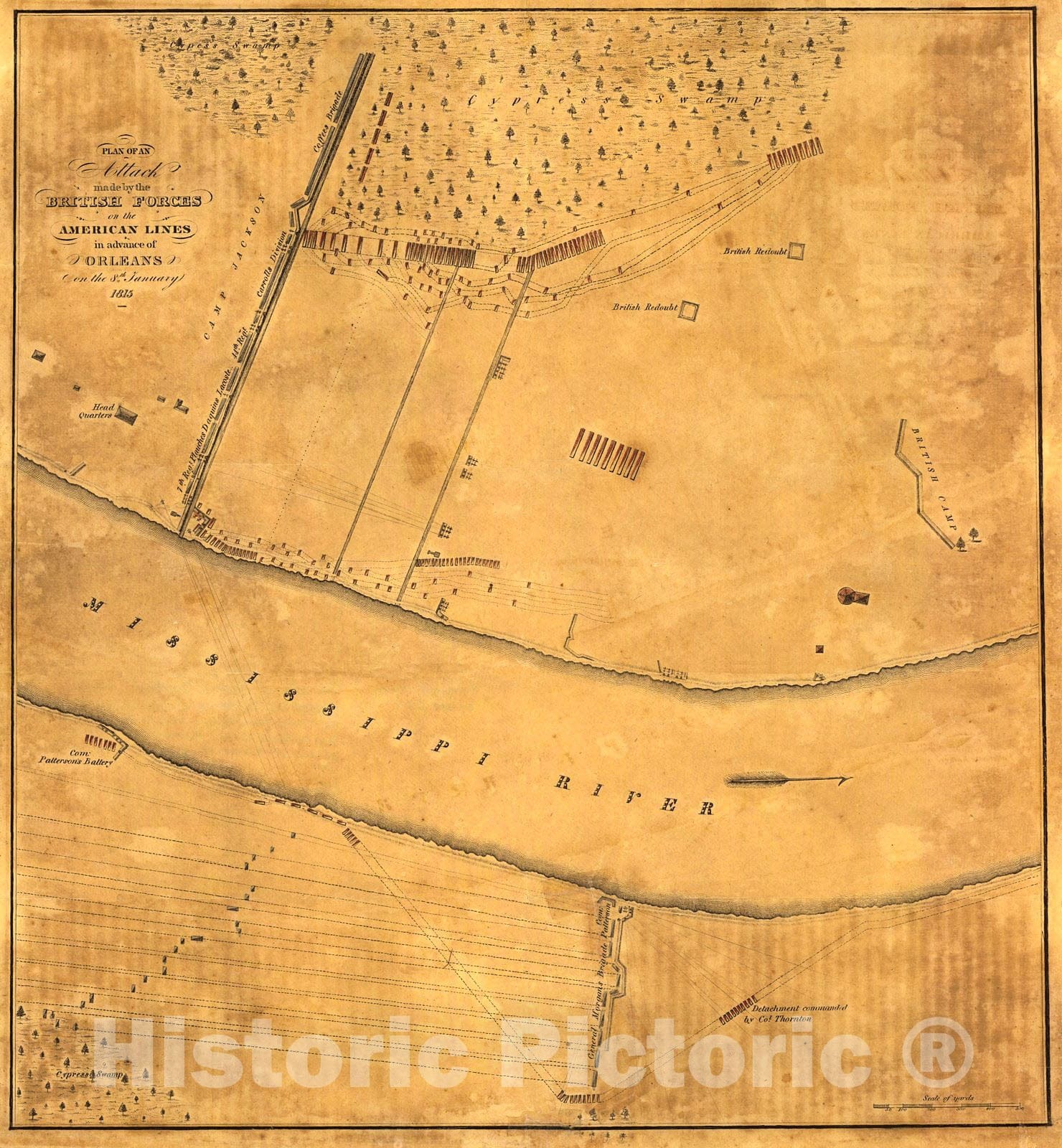 Historic Map : 1815 Plan of an Attack made by the British on the Ameri ...