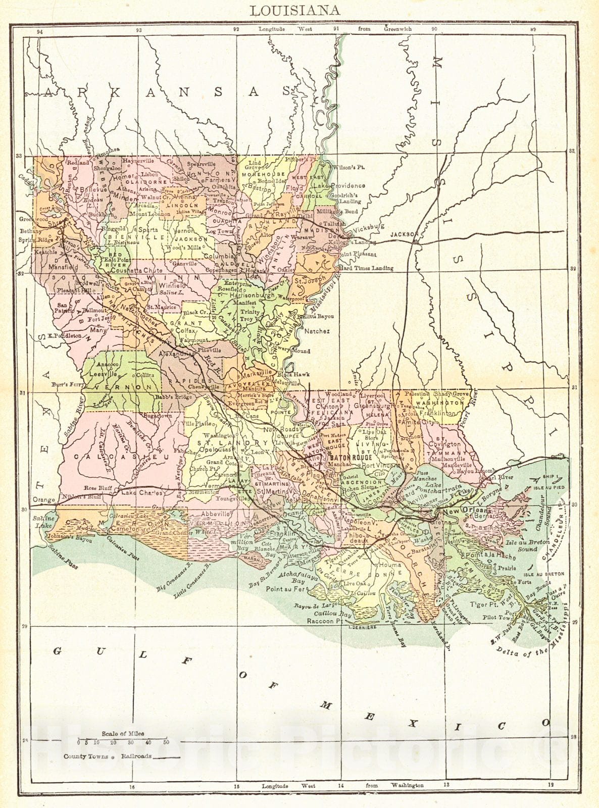 Historic Map : 1900 Louisiana : Vintage Wall Art – Historic Pictoric