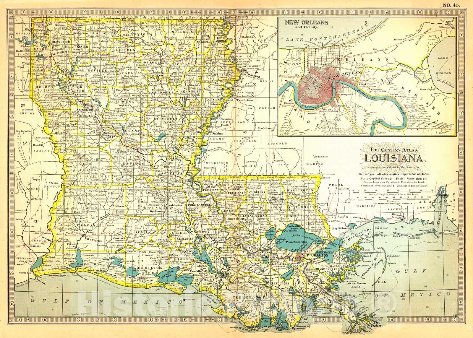 Historic Map : 1902 Louisiana : Vintage Wall Art – Historic Pictoric