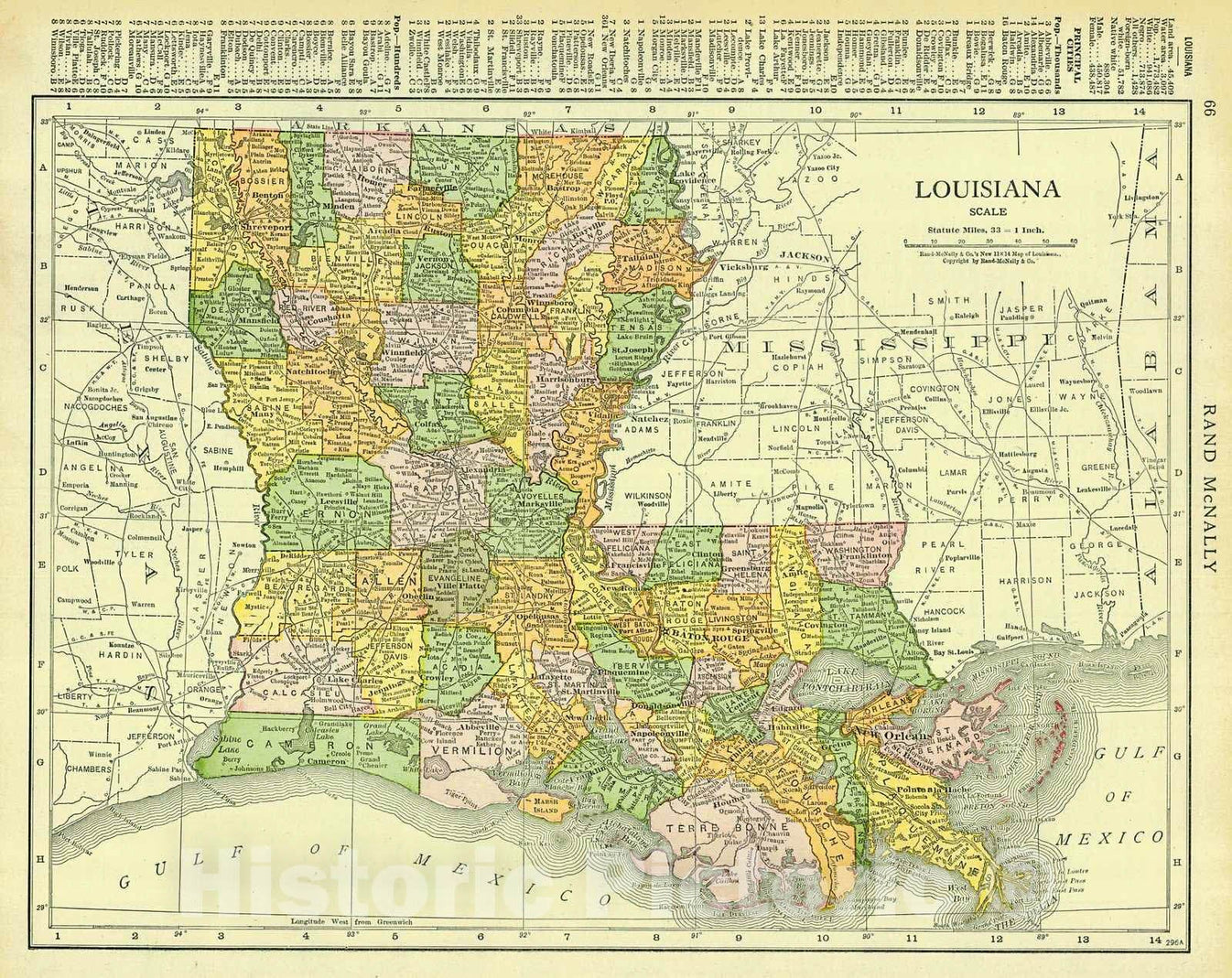 Historic Map : 1916 Louisiana : Vintage Wall Art – Historic Pictoric