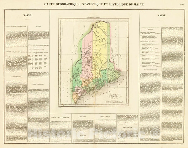 Historic Map : 1825 Carte Geographique, Statistique, et Historique du ...