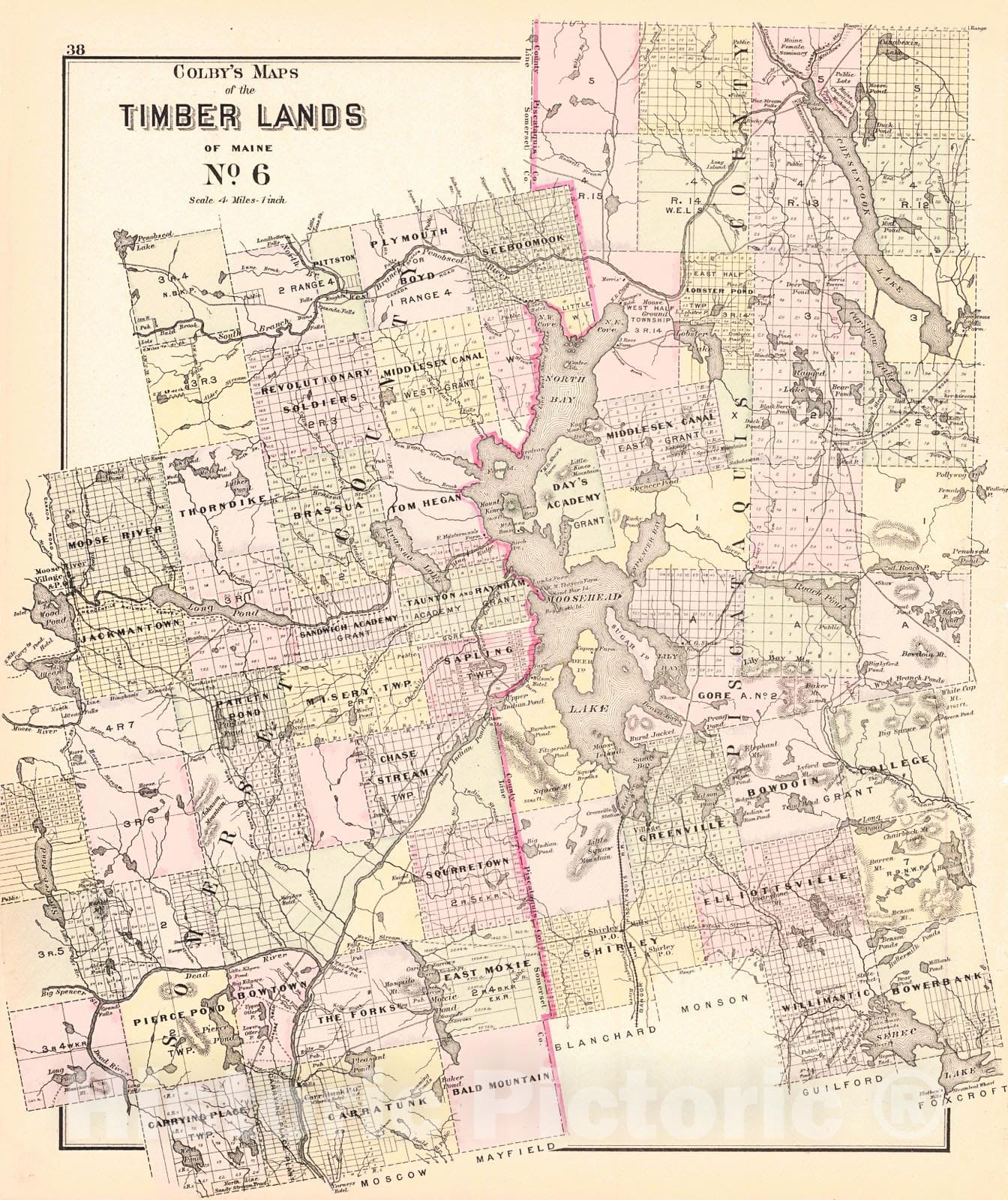 Historic Map : 1884 Colby's Maps of the Timber Lands of Maine No. 6 ...