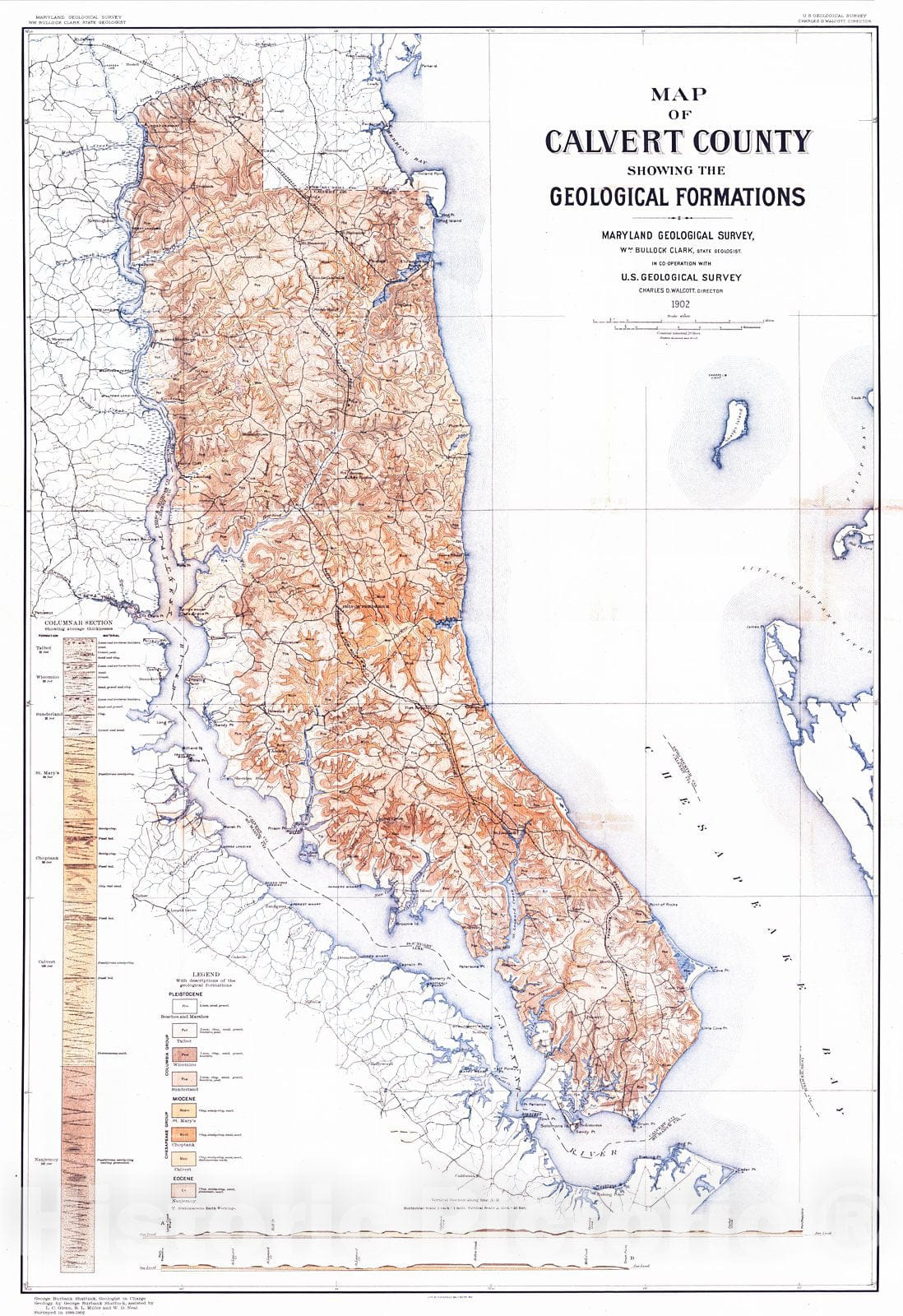 Historic Map : 1902 Map of Calvert County Showing the Geological Forma ...