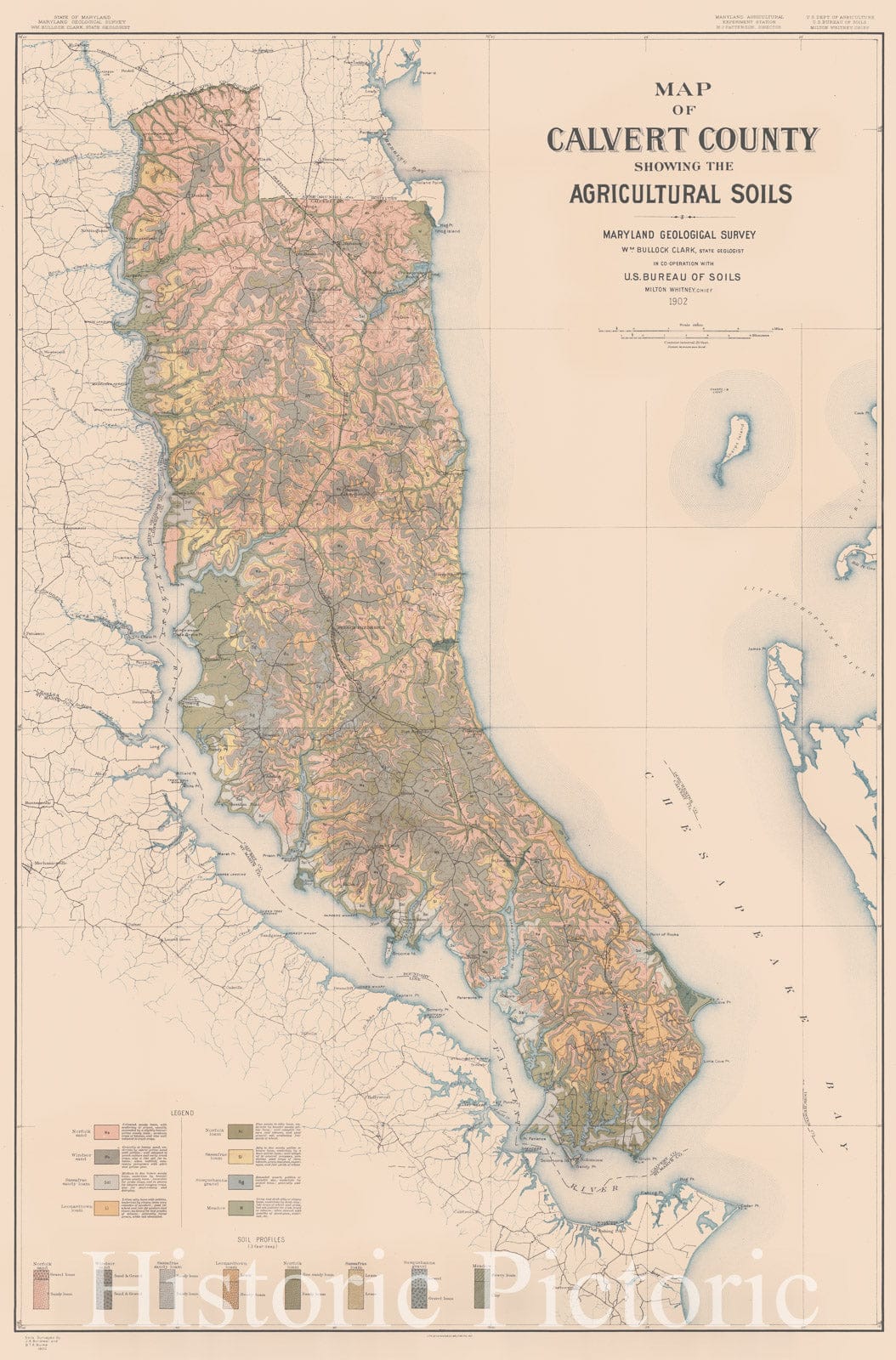 Historic Map : 1902 Map of Calvert County Showing the Agriculture Soil ...