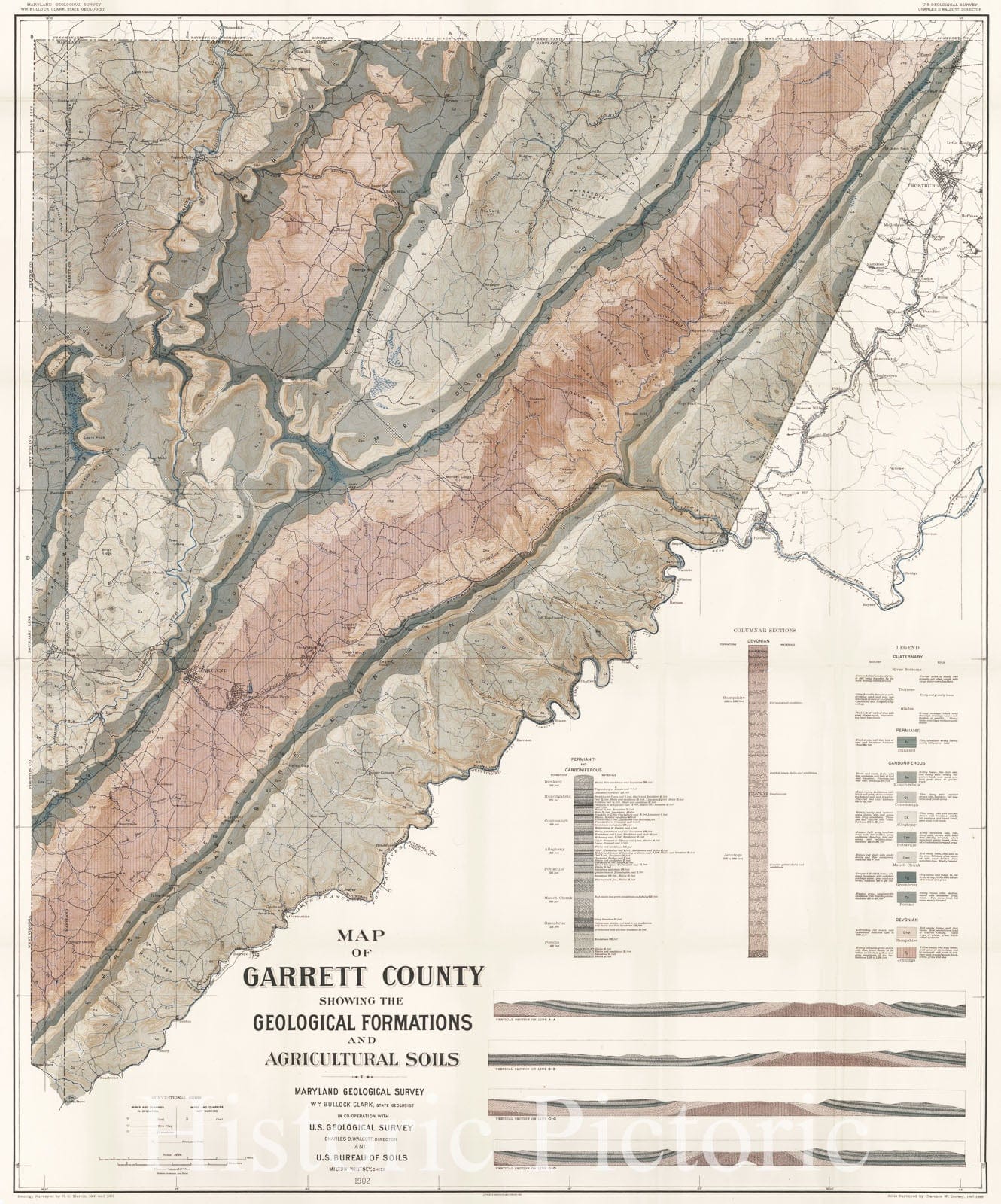 Historic Map : 1902 Map of Garrett County Showing the Geological Forma ...