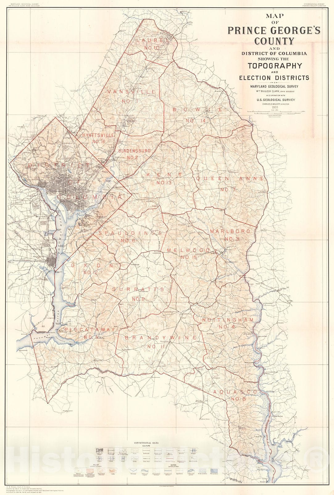 Historic Map : 1903 Map of Prince George's County County and the Distr ...