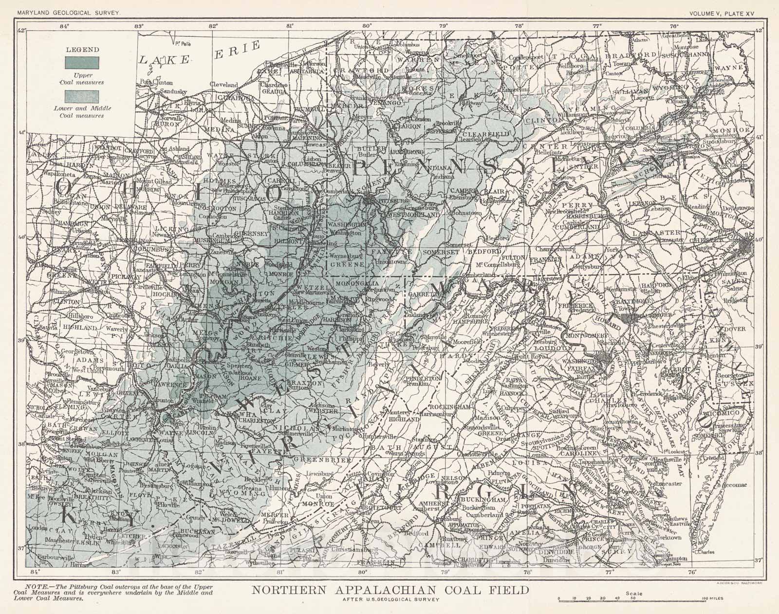 Historic Map : 1905 Northern Appalachian Coal Field : Vintage Wall Art ...