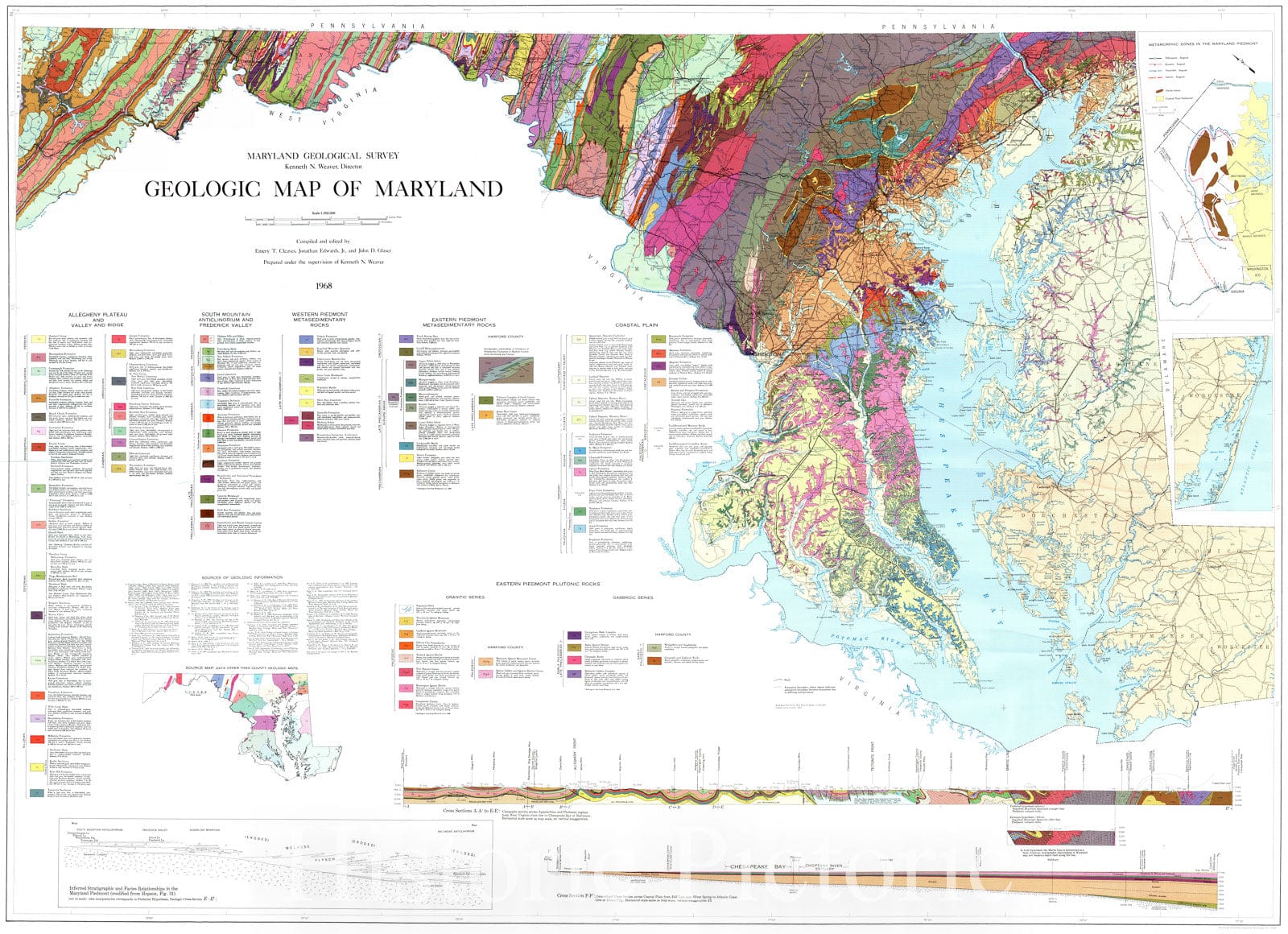 Historic Map : 1968 Geologic Map of Maryland : Vintage Wall Art ...