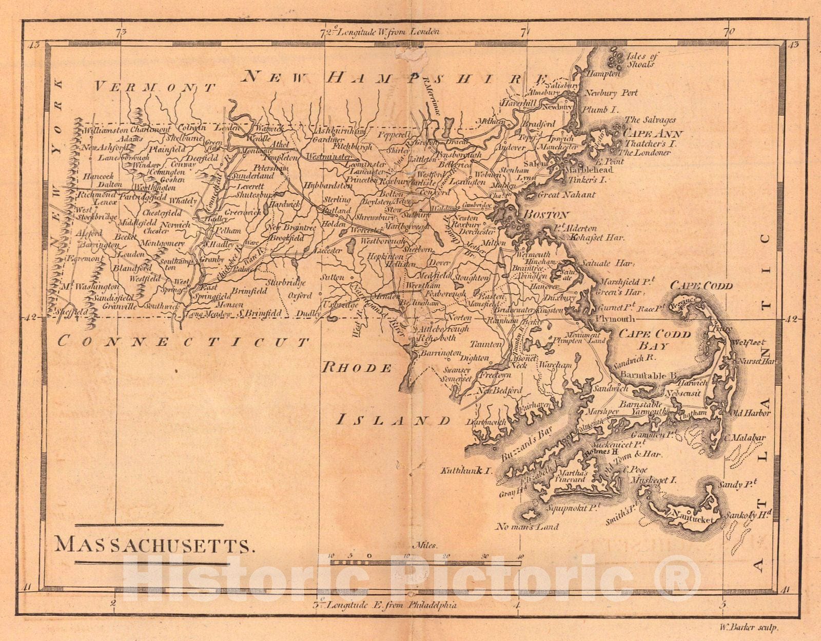 Historic Map : 1814 Massachusetts : Vintage Wall Art – Historic Pictoric
