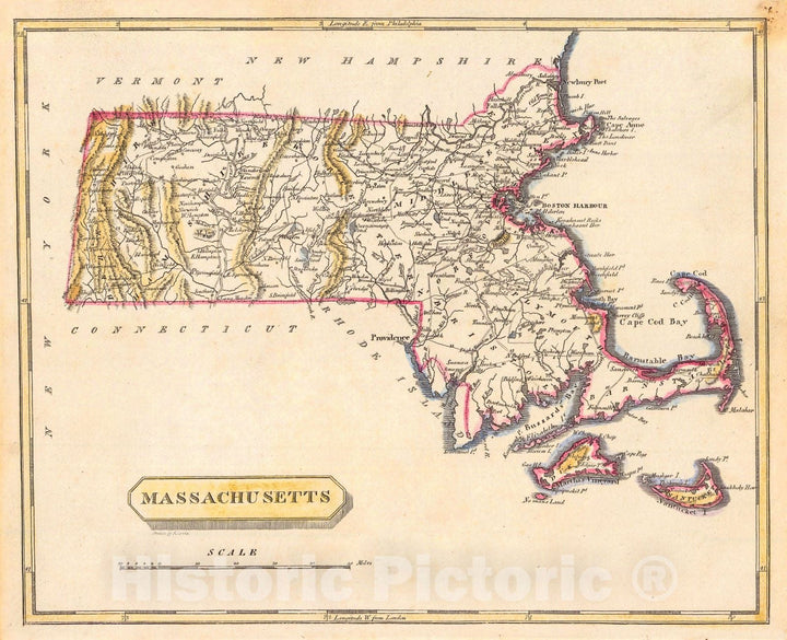 Historic Map : 1819 Massachusetts : Vintage Wall Art – Historic Pictoric