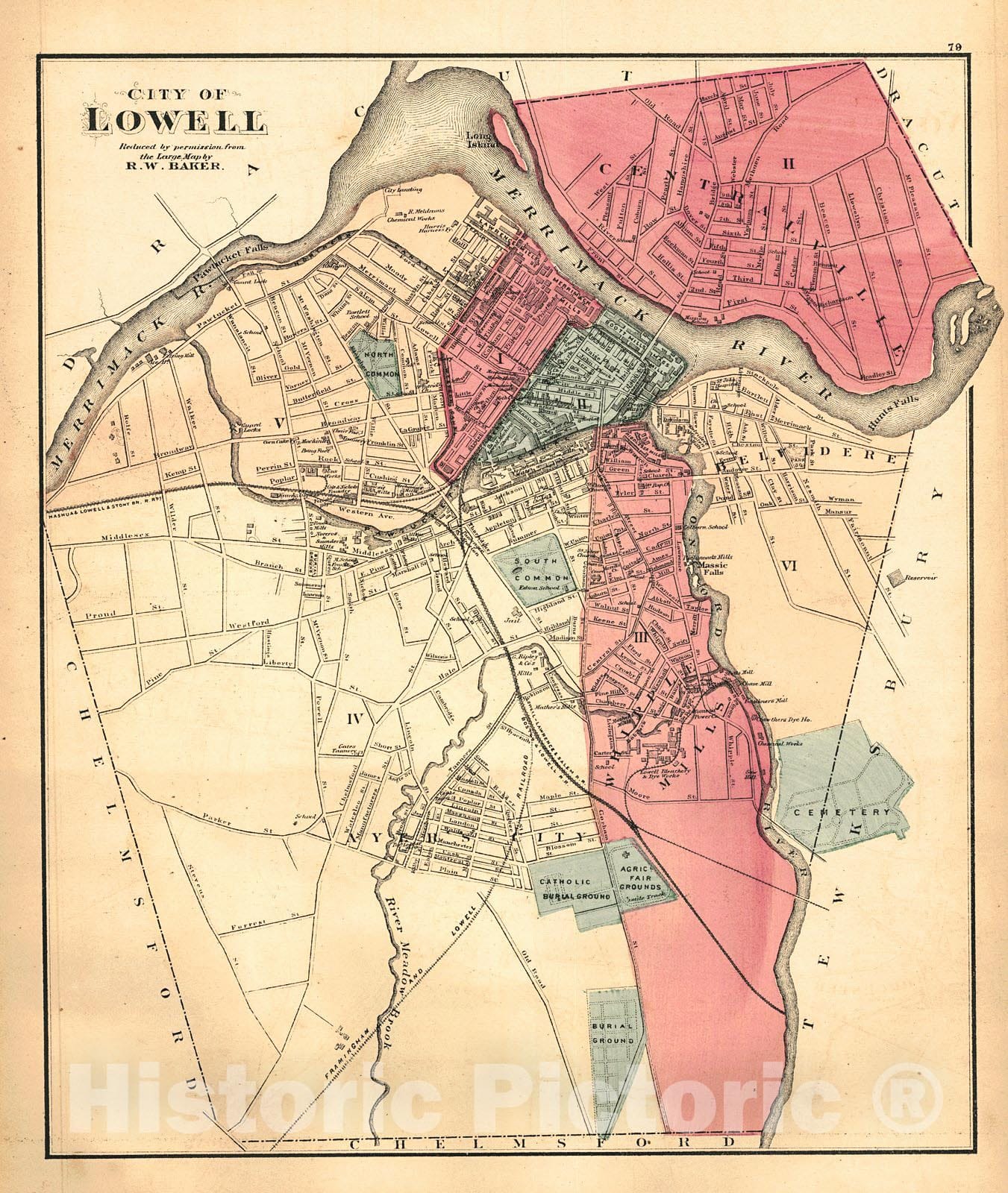 Historic Map : 1871 City of Lowell : Vintage Wall Art – Historic Pictoric
