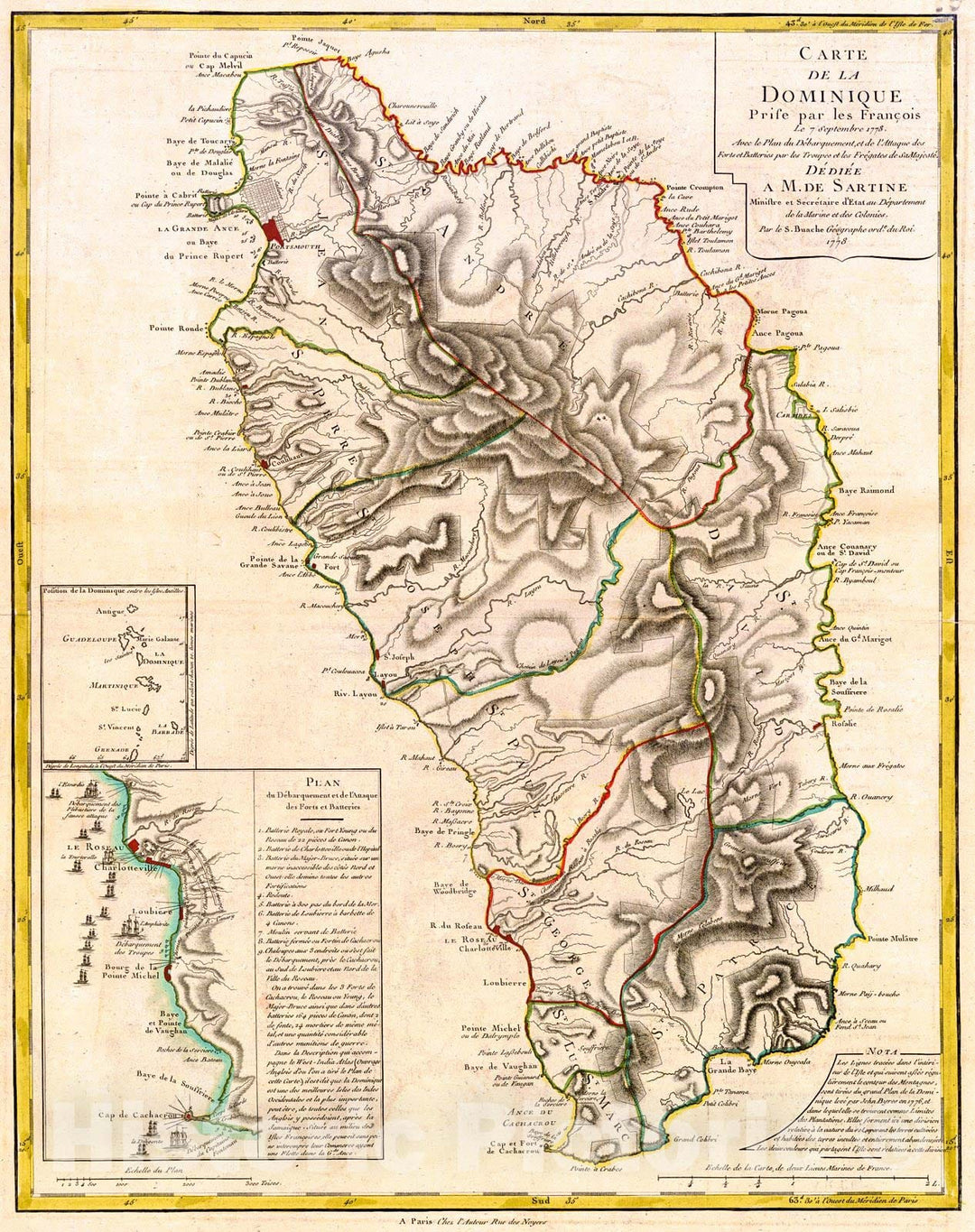 Historic Map : 1778 Carte de la Dominique : Vintage Wall Art – Historic ...