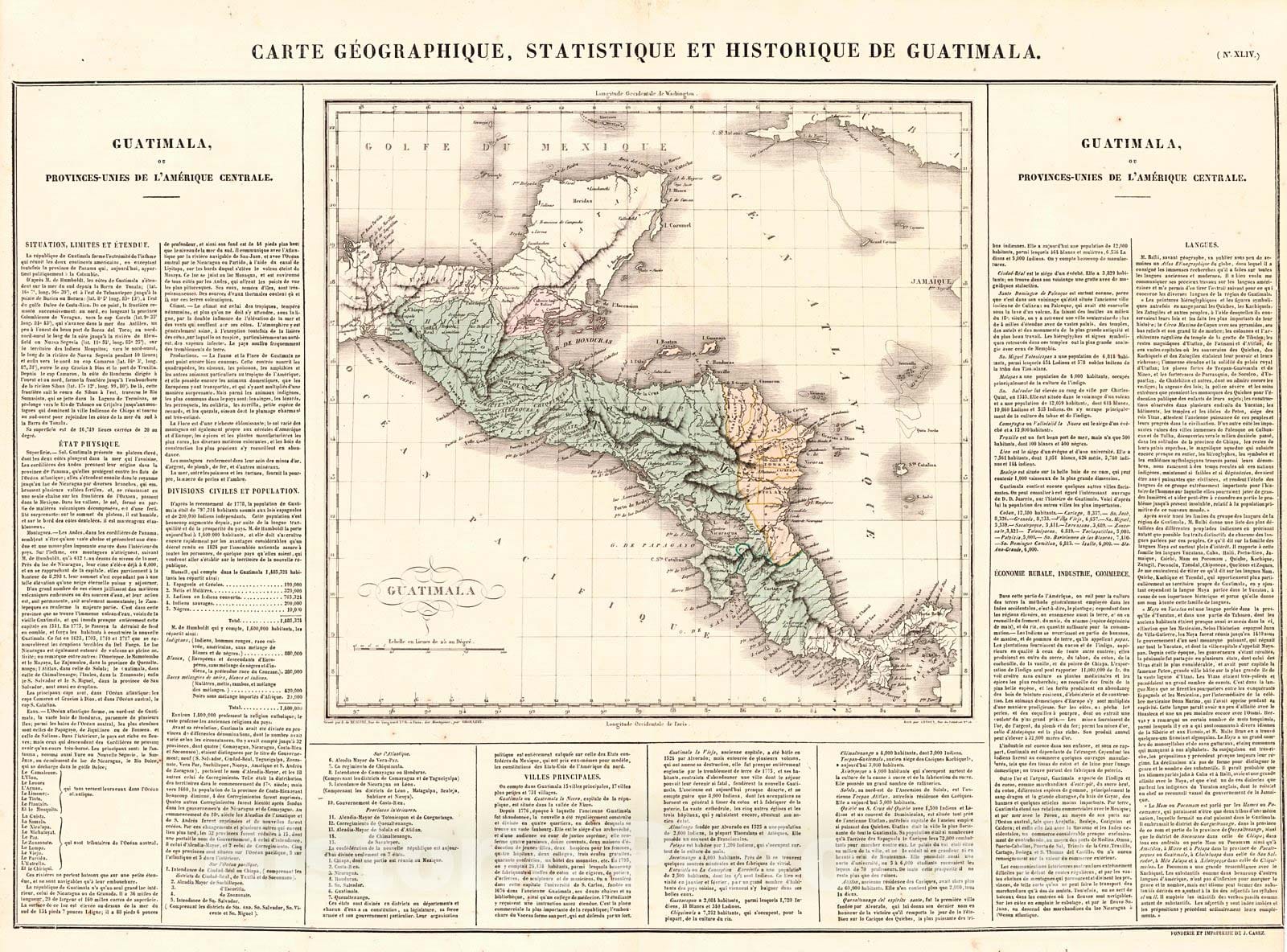 Historic Map : 1825 Carte Géographique, Statistique et Historiq ...