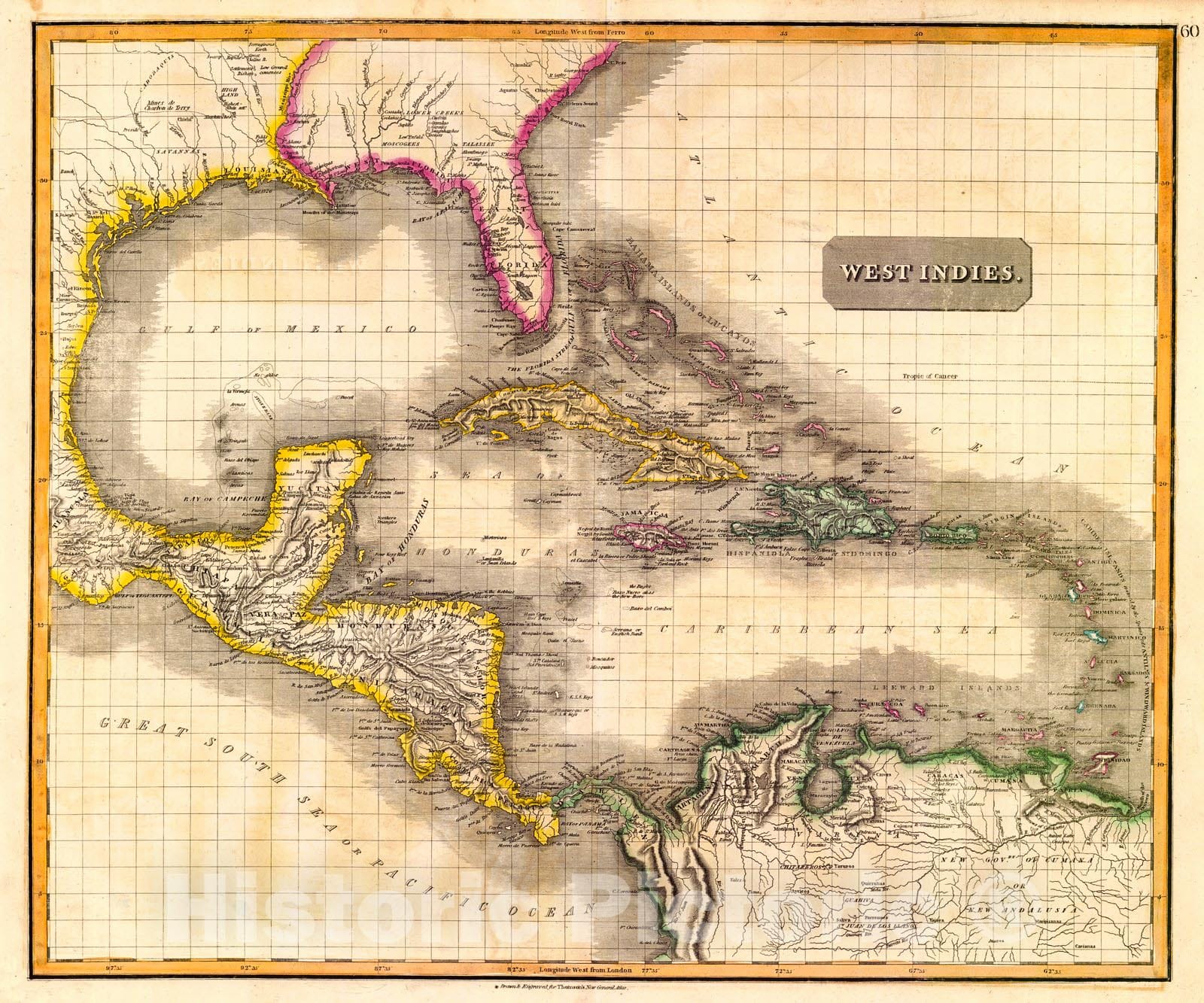 Historic Map : 1827 West Indies : Vintage Wall Art – Historic Pictoric
