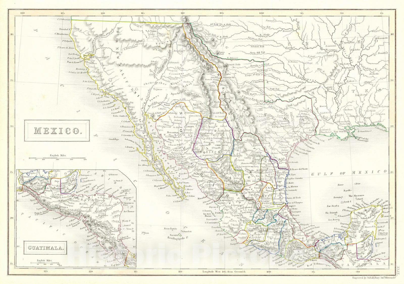 Historic Map : 1844 Mexico : Vintage Wall Art – Historic Pictoric