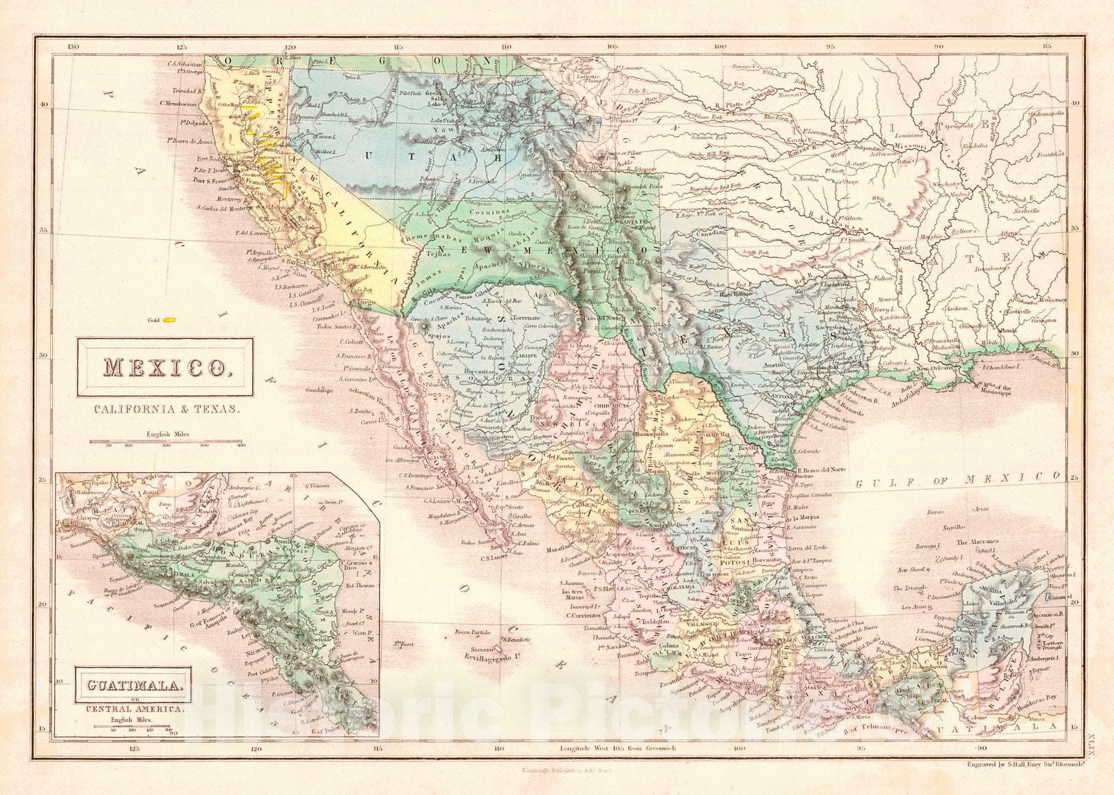Historic Map : 1854 Mexico : Vintage Wall Art – Historic Pictoric