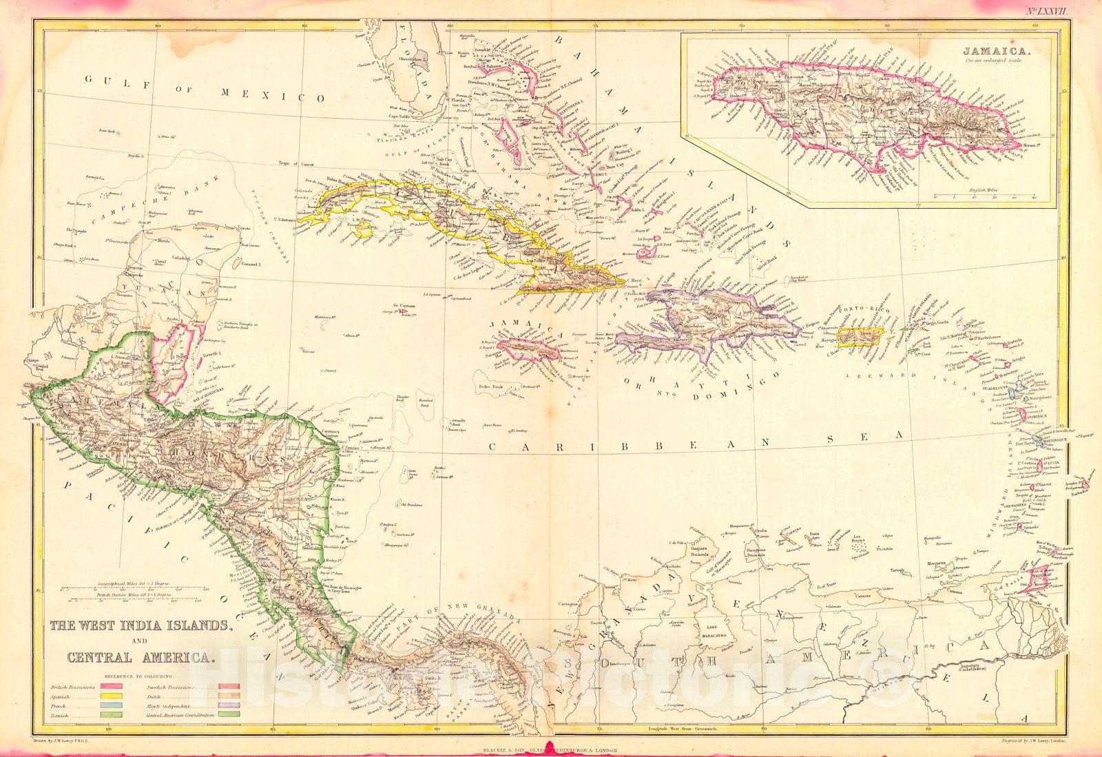 Historic Map : 1860 The West India Islands and Central America : Vinta ...