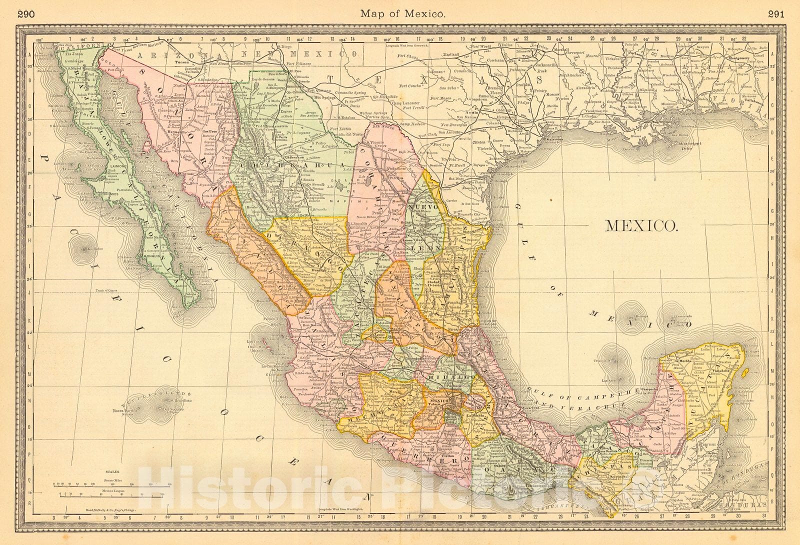 Historic Map : 1884 Map of Mexico : Vintage Wall Art – Historic Pictoric