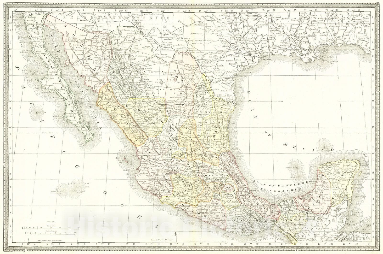Historic Map : 1890 Mexico : Vintage Wall Art – Historic Pictoric