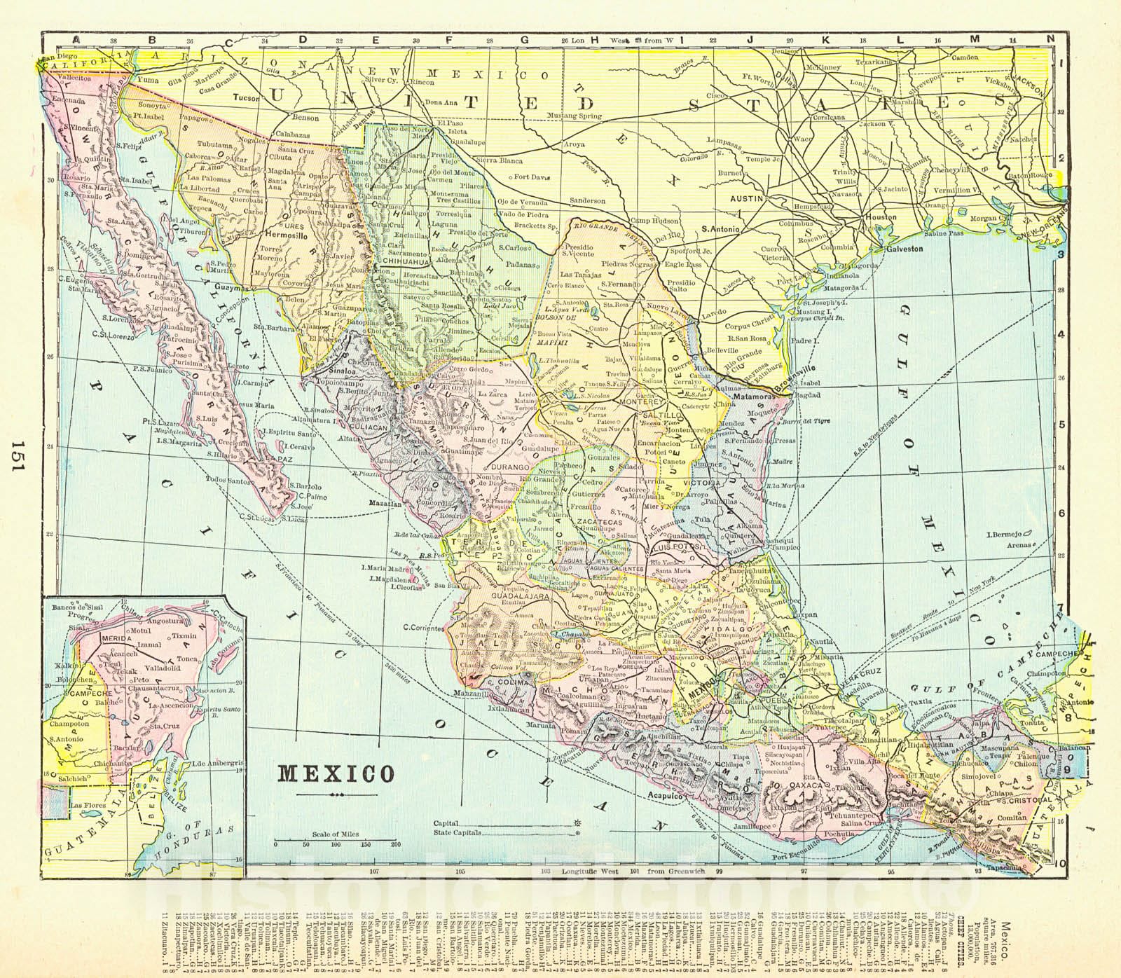 Historic Map : 1895 Mexico : Vintage Wall Art – Historic Pictoric
