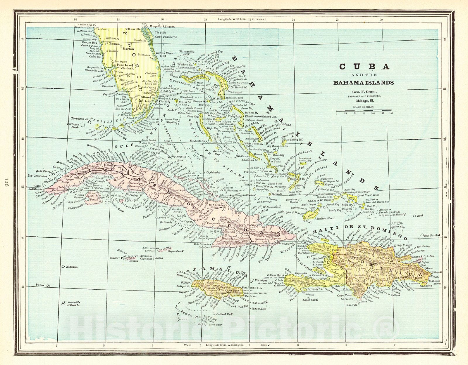 Historic Map : 1899 Cuba and the Bahama Islands : Vintage Wall Art ...