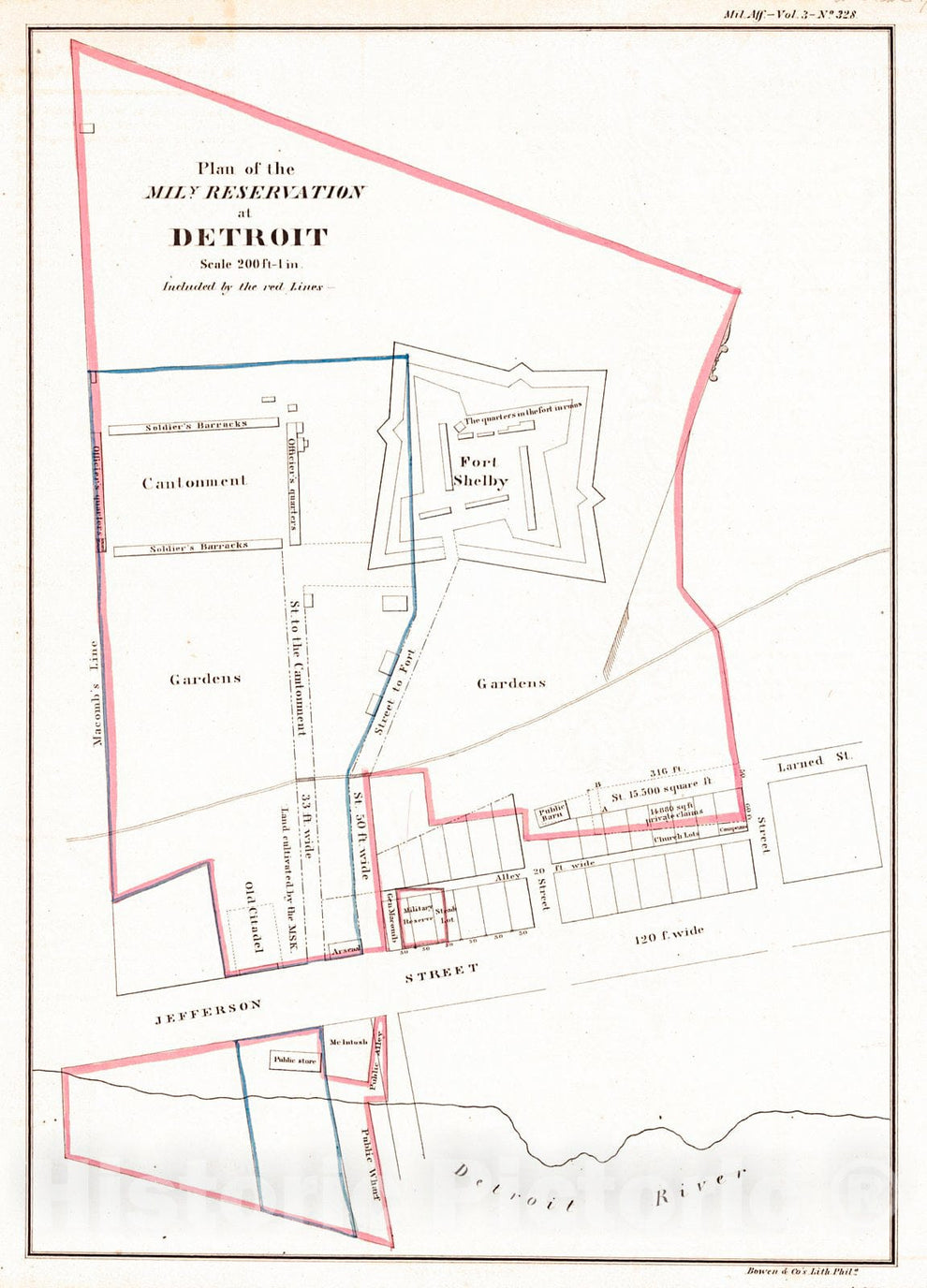 Historic Map : 1860 Plan of the Military Reservation at Detroit : Vint ...