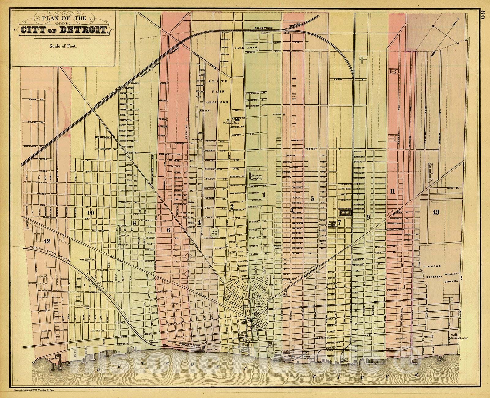 Historic Map : 1887 Plan of the City of Detroit : Vintage Wall Art ...