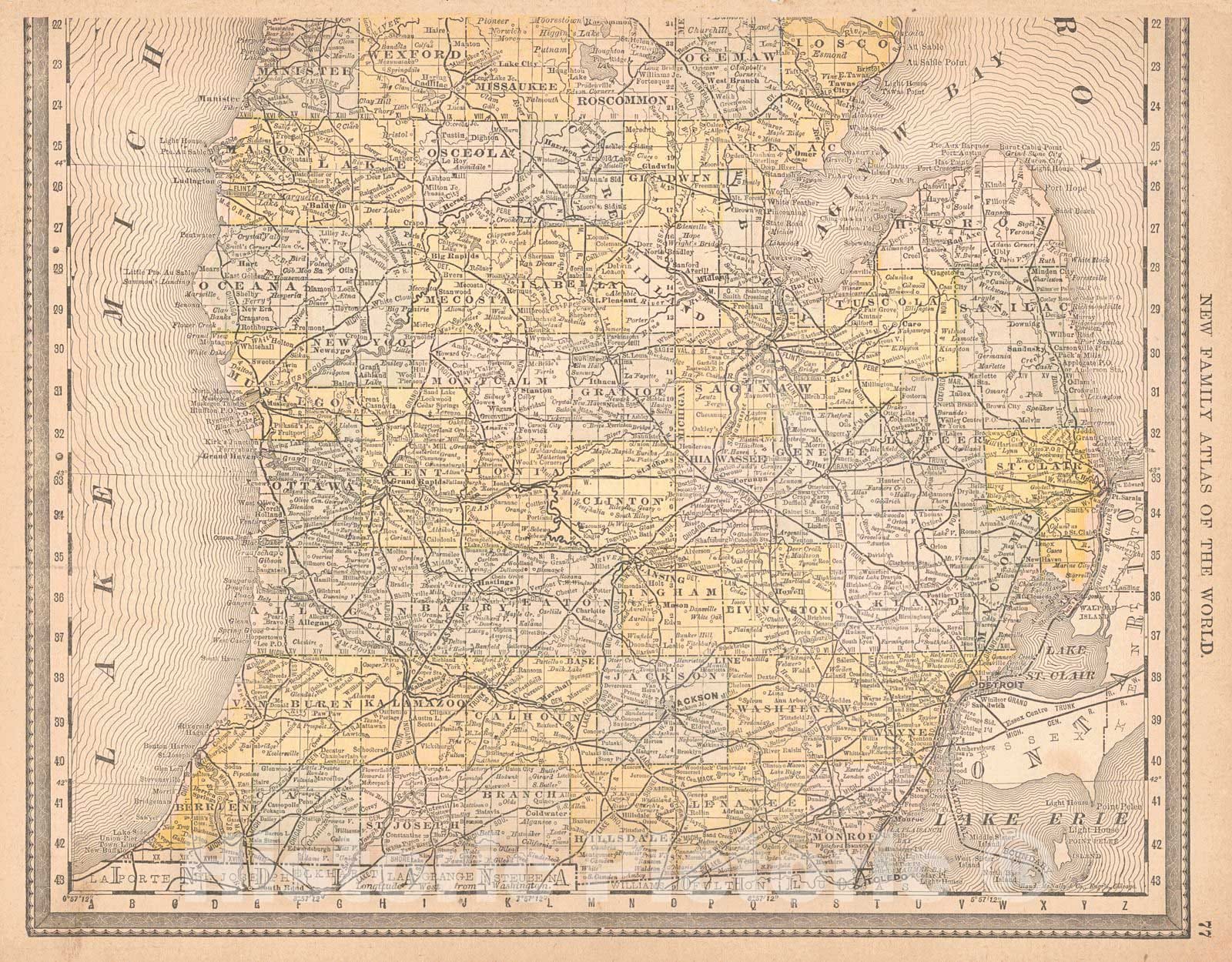Historic Map : 1890 Michigan Upper and Lower Peninsula : Vintage Wall ...