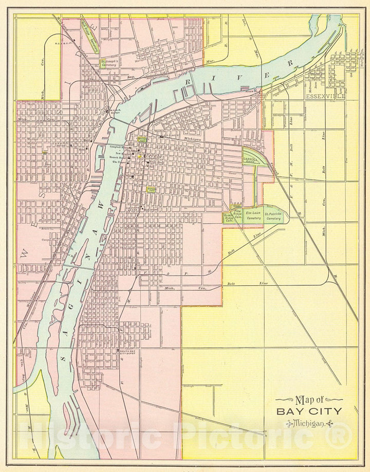 Historic Map : Bay City, Michigan, 1898 : Vintage Wall Art – Historic ...