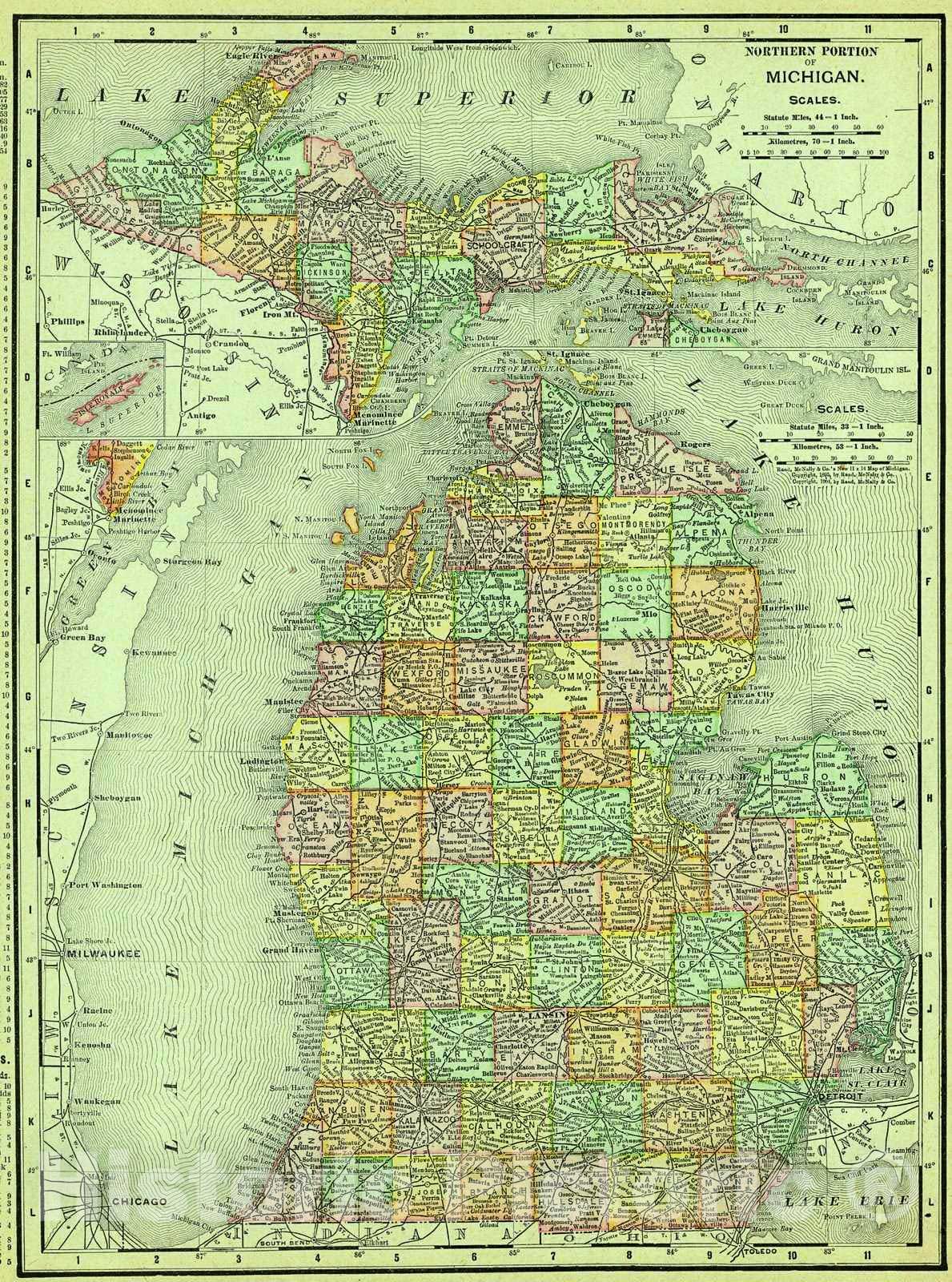 Historic Map : 1905 Michigan : Vintage Wall Art – Historic Pictoric