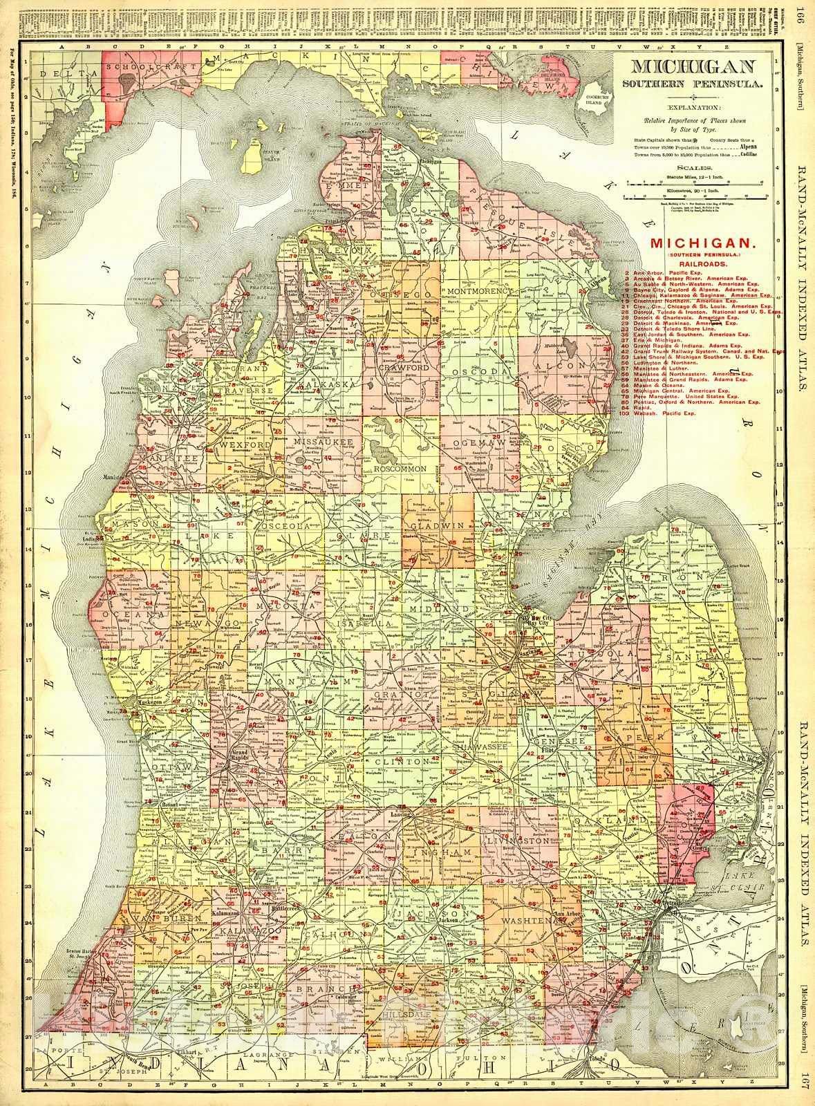 Historic Map : 1906 Michigan, Southern Peninsula : Vintage Wall Art ...