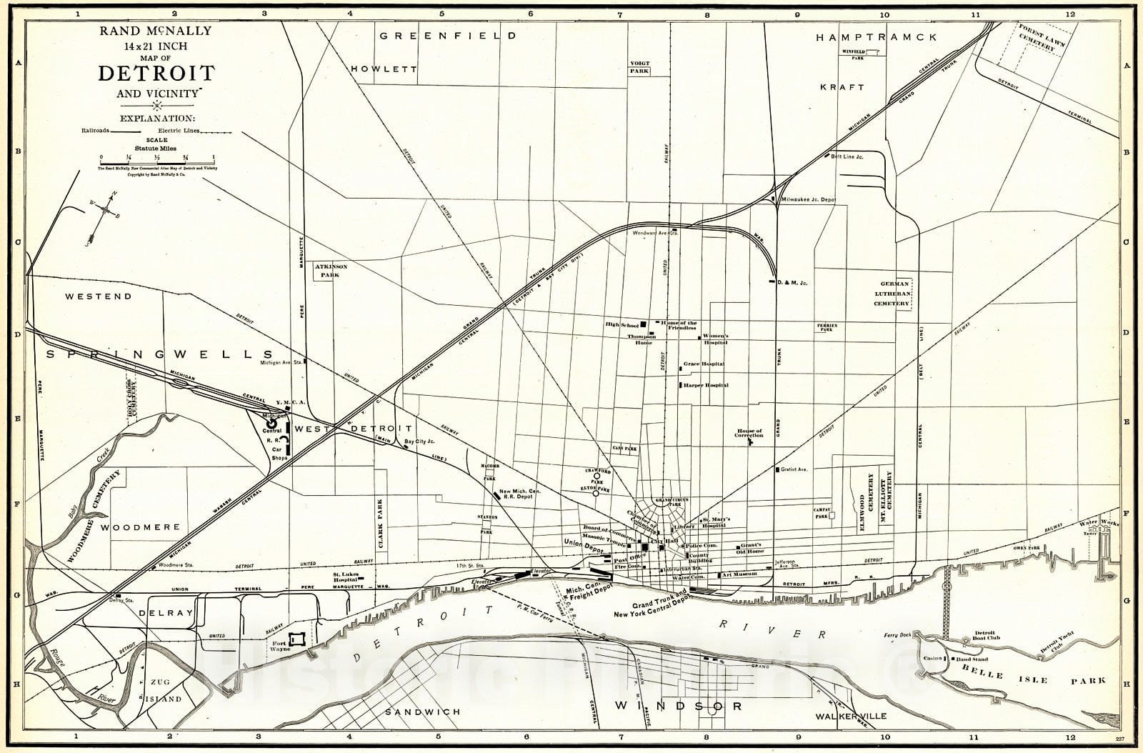 Historic Map : 1921 Detroit and Vicinity : Vintage Wall Art - Historic ...