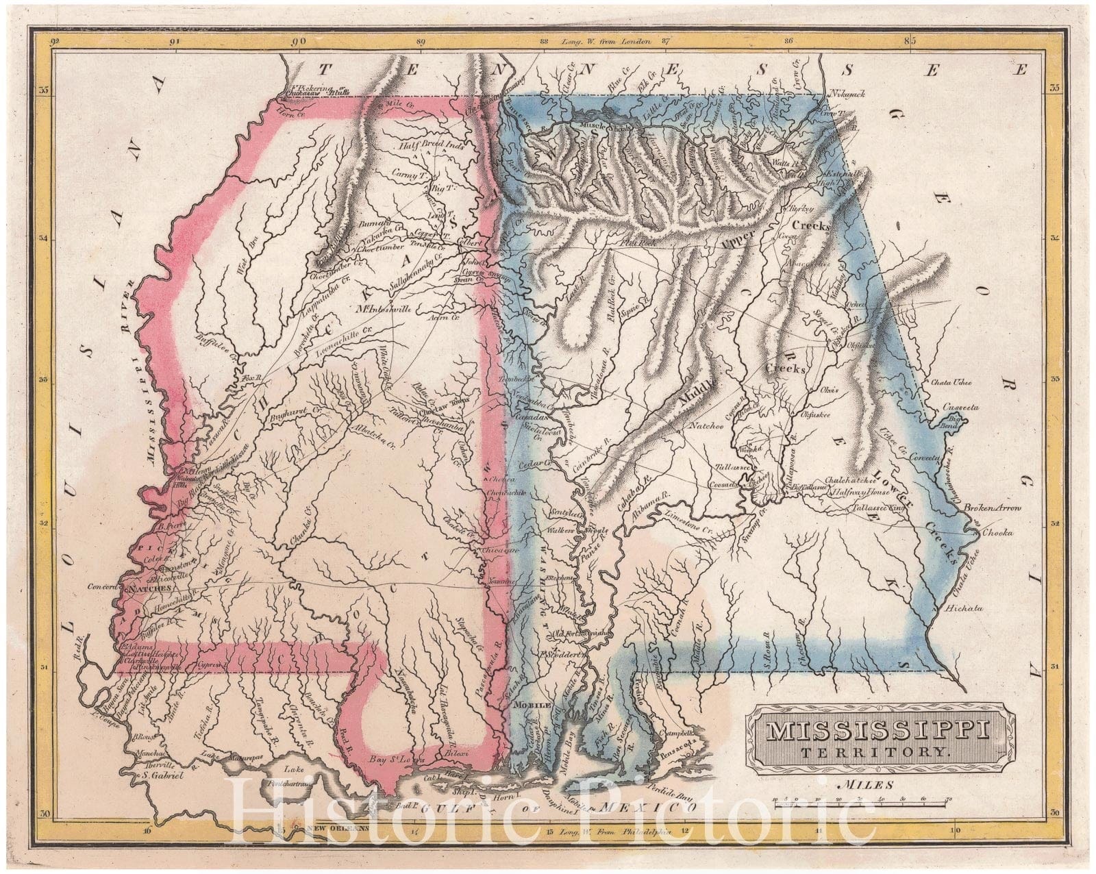 Historic Map : 1817 Mississippi Territory : Vintage Wall Art – Historic ...