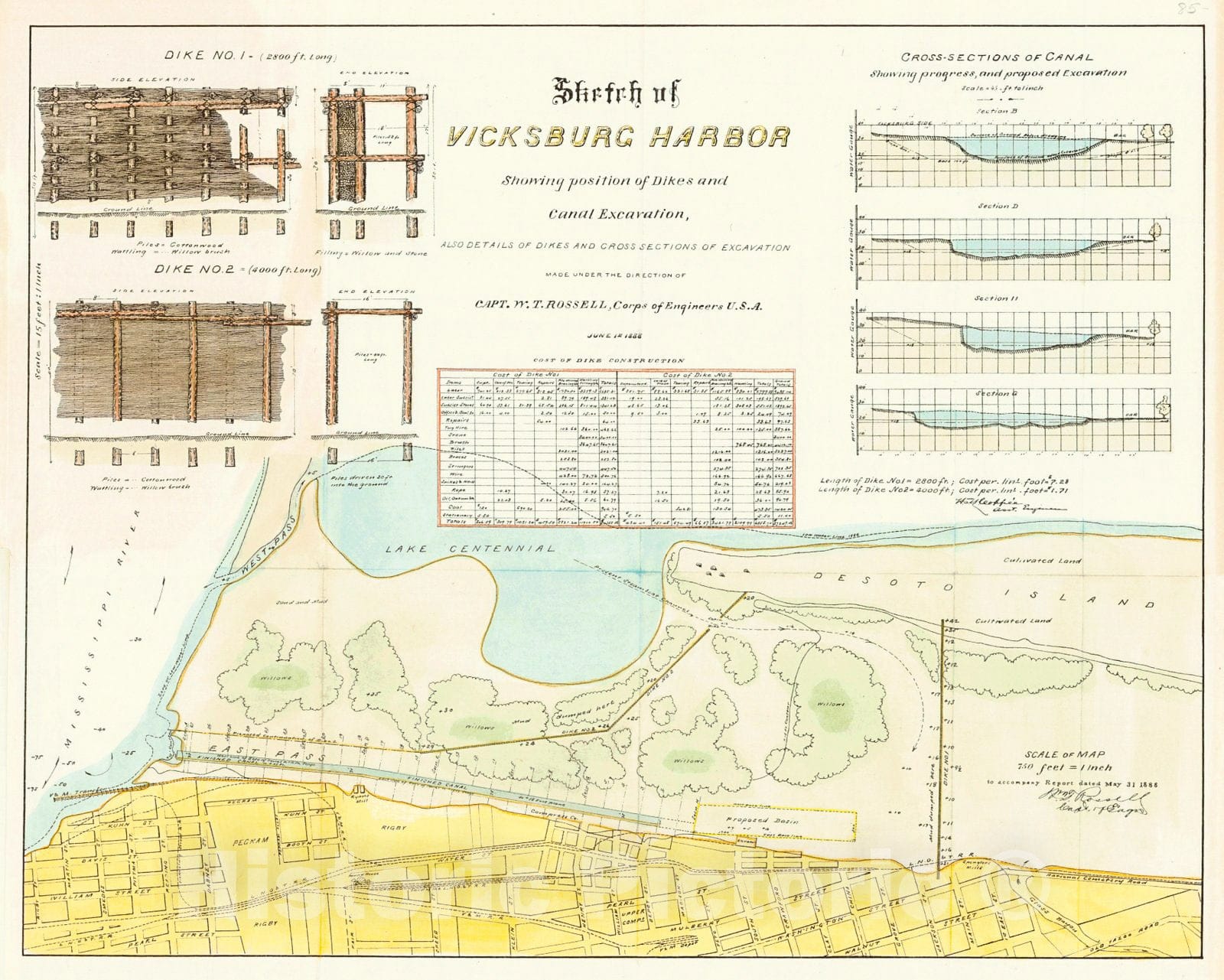 Historic Map : Sketch of Vicksburg Harbor : Vintage Wall Art – Historic ...