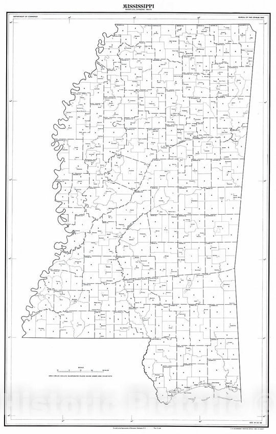 Historic Map : 1940 Mississippi Minor Civil Divisions - Beats (1940 ce ...