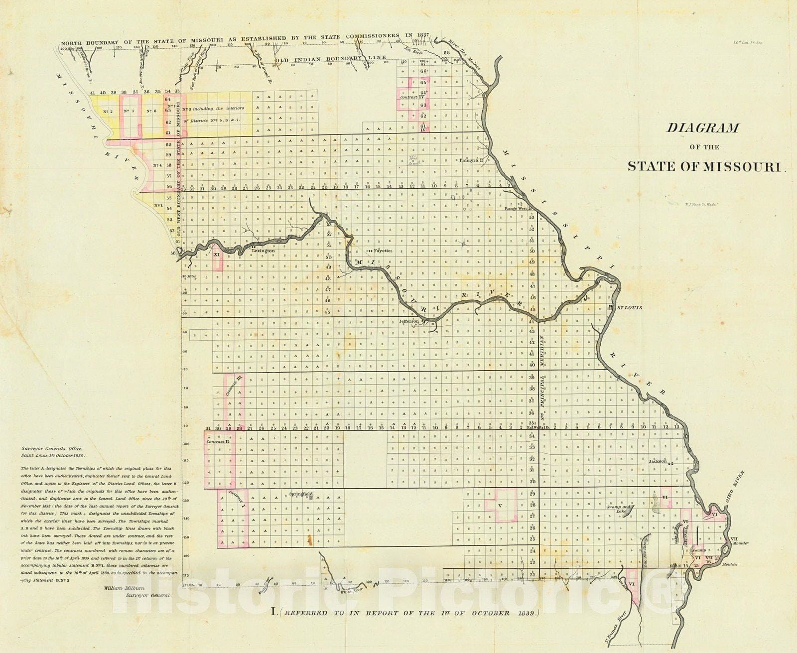 Historic Map : 1839 Diagram of the State of Missouri : Vintage Wall Ar ...