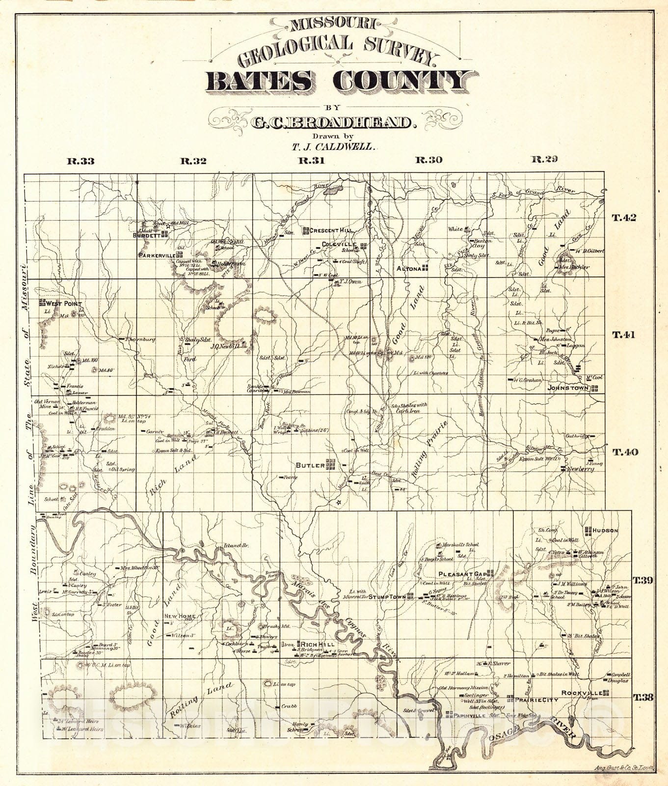 Historic Map : 1874 Bates County : Vintage Wall Art – Historic Pictoric