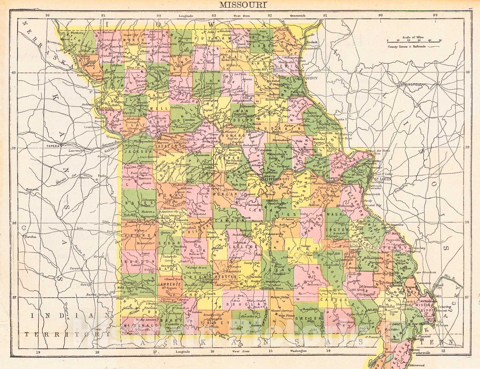 Historic Map : 1900 Missouri : Vintage Wall Art – Historic Pictoric