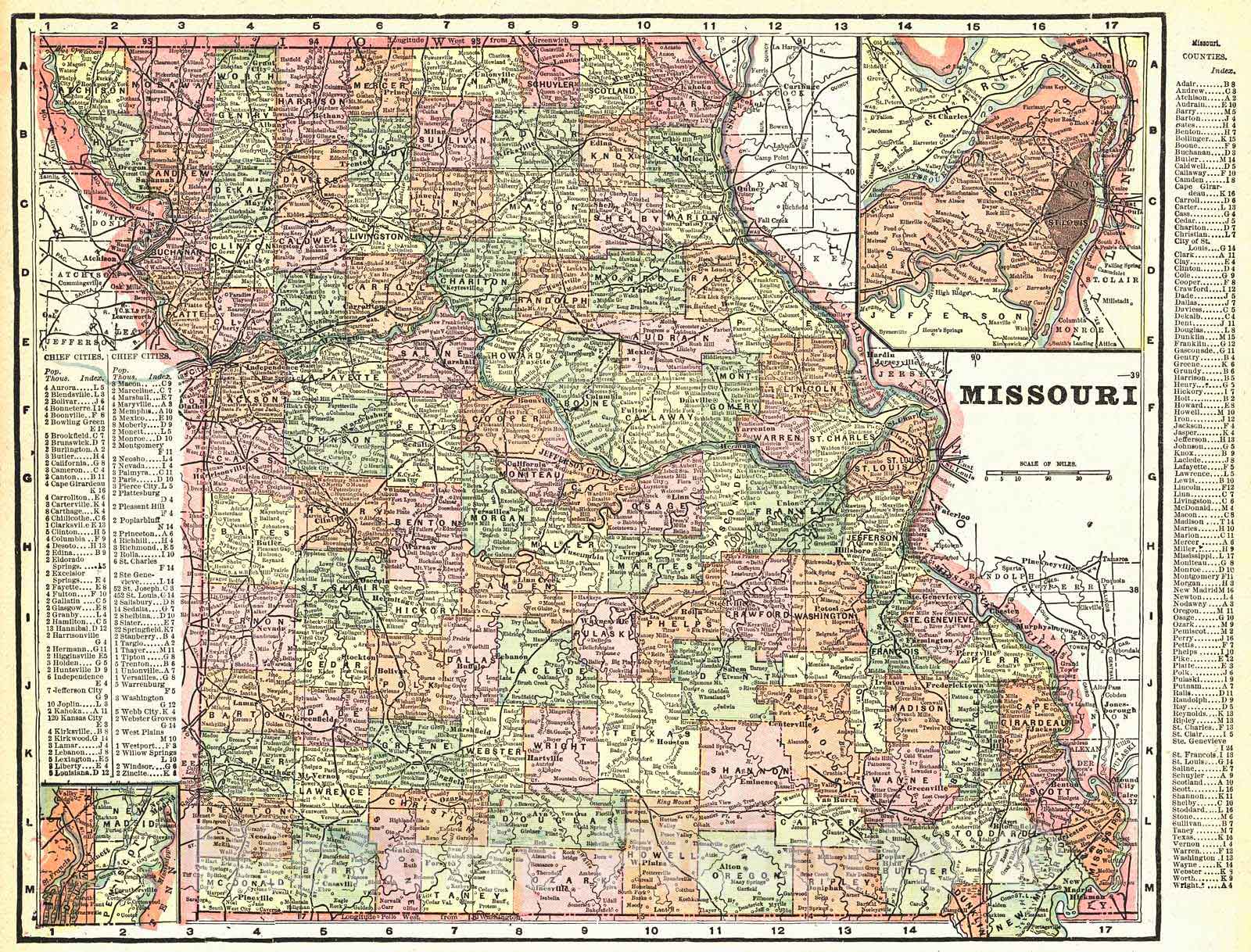 Historic Map : 1901 Missouri : Vintage Wall Art – Historic Pictoric