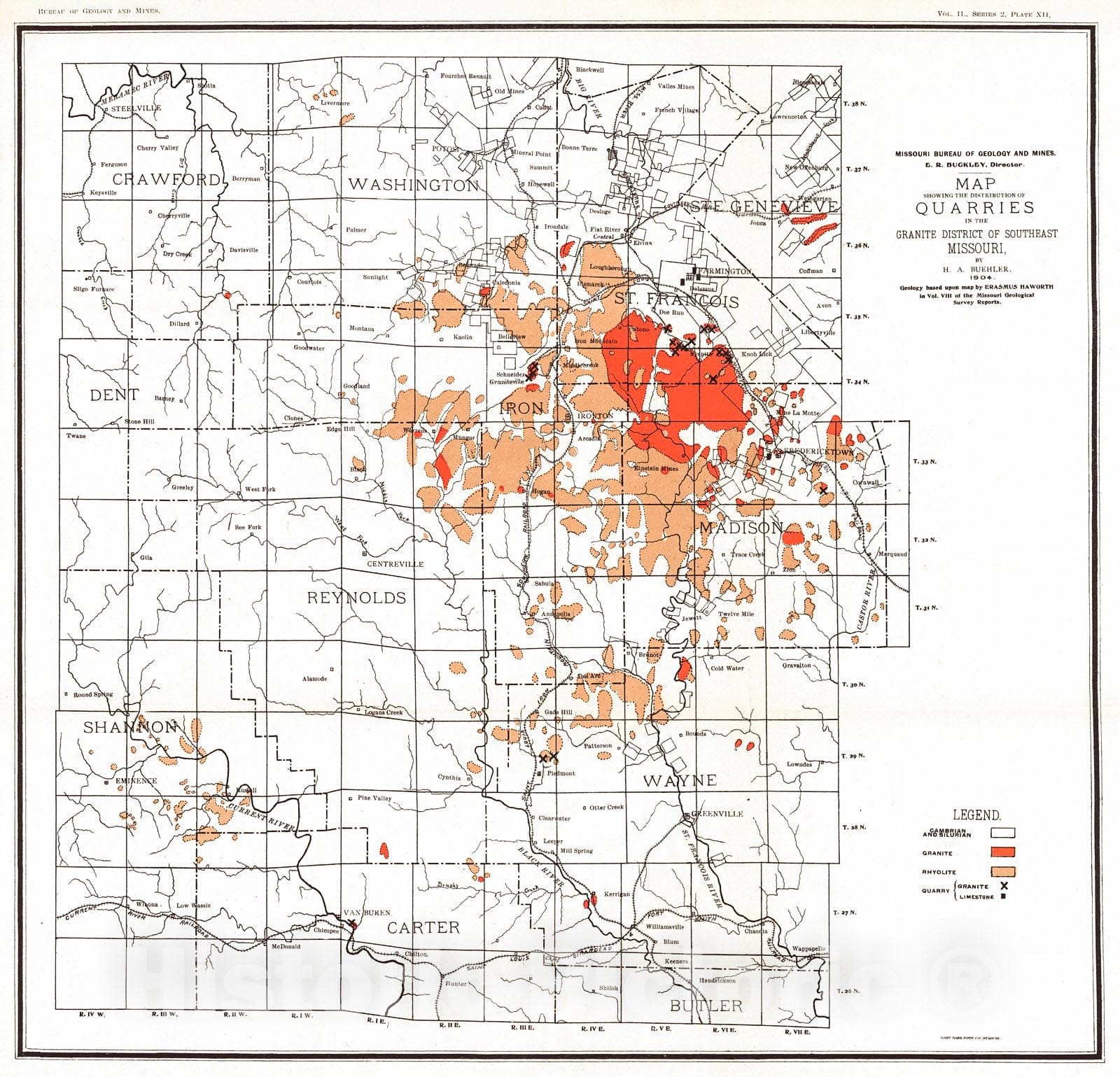Historic Map : 1904 Map Showing the Distribution of Quarries in the Gr ...