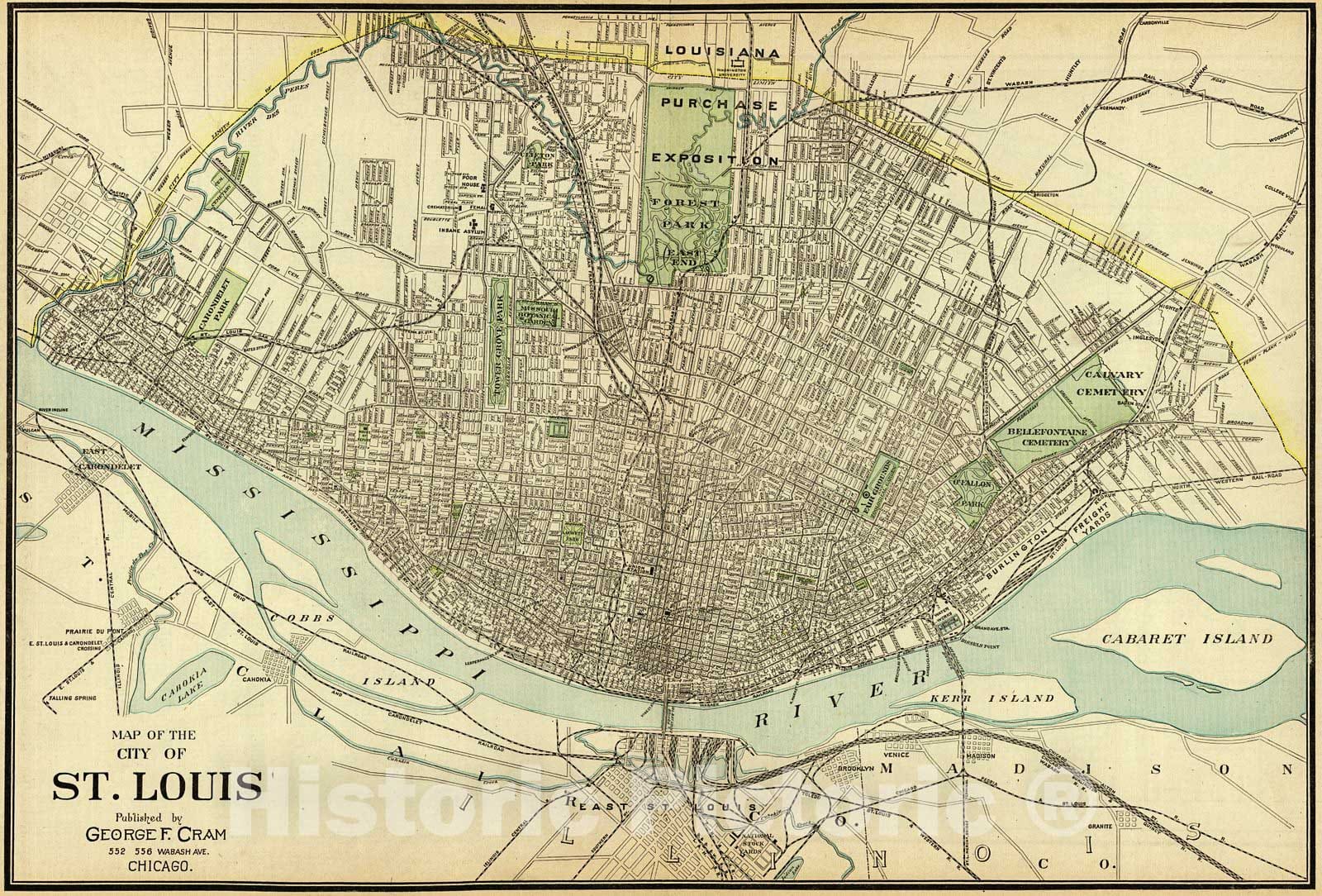 Historic Map : 1907 Map of the City of St. Louis : Vintage Wall Art ...