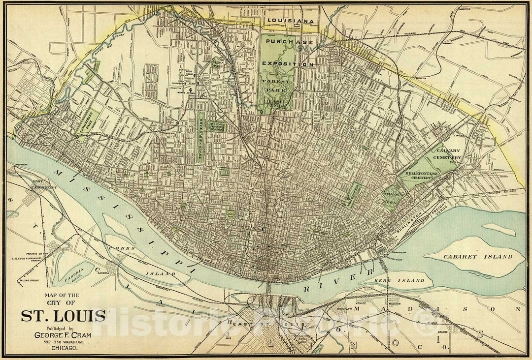 Historic Map : 1907 Map of the City of St. Louis : Vintage Wall Art ...