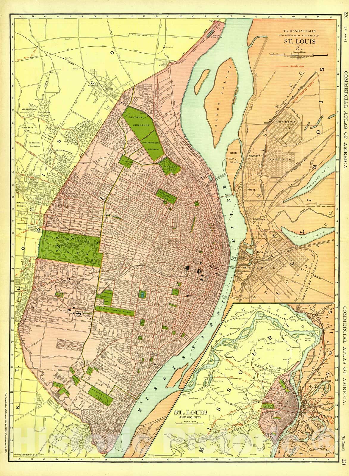 Historic Map : 1914 St. Louis; St. Louis and Vicinity : Vintage Wall A ...