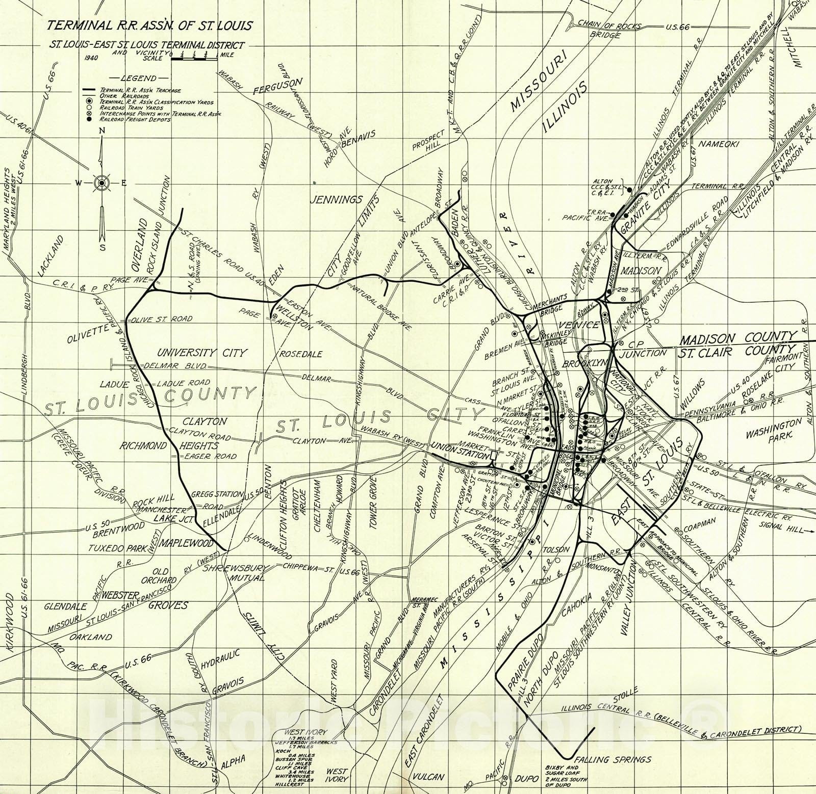 Historic Map : 1940 St. Louis - East St. Louis Terminal District : Vin ...