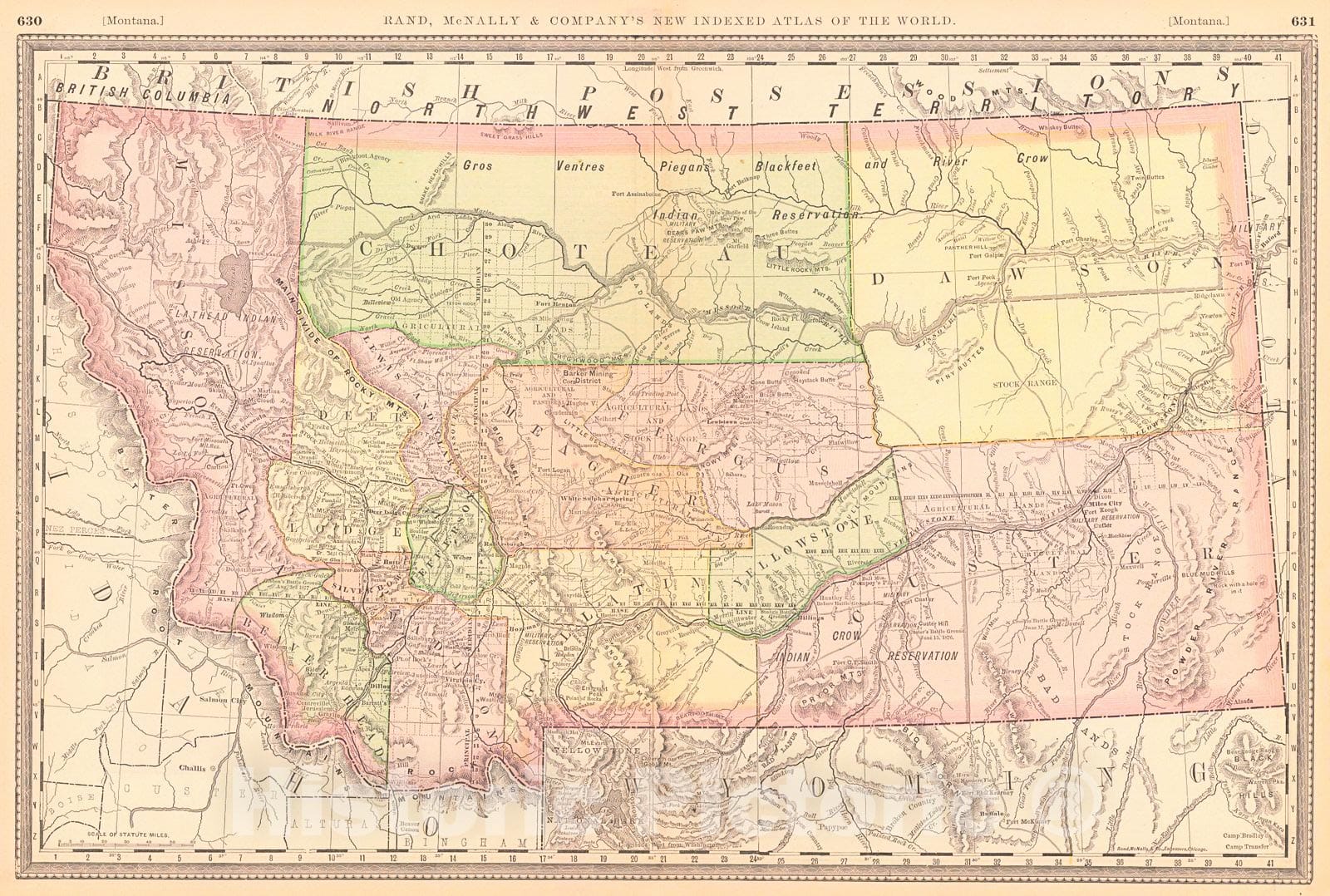 Historic Map : 1883 Montana : Vintage Wall Art – Historic Pictoric