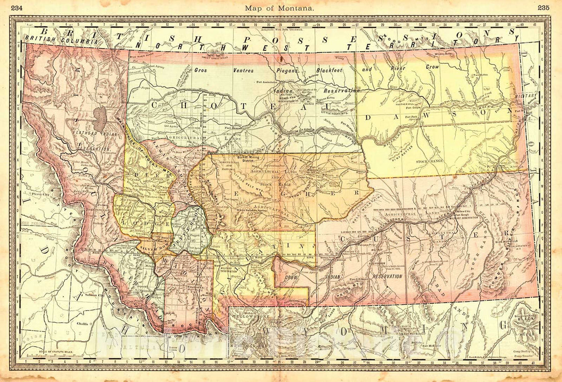 Historic Map : 1883 Map of Montana : Vintage Wall Art – Historic Pictoric