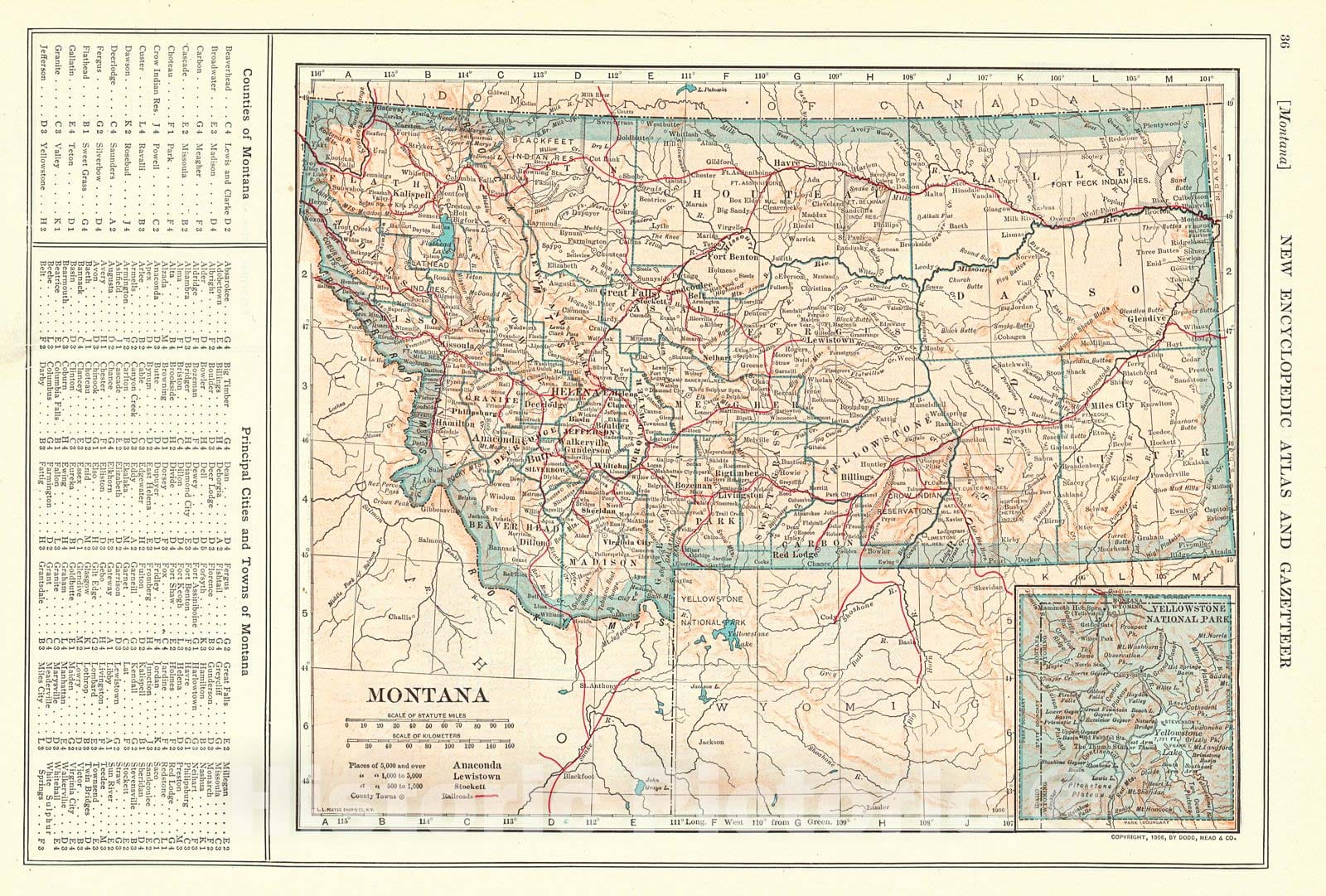 Historic Map : 1907 Montana : Vintage Wall Art – Historic Pictoric