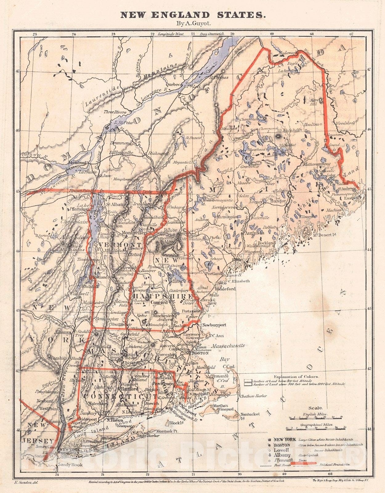 Historic Map : 1868 New England States : Vintage Wall Art – Historic ...