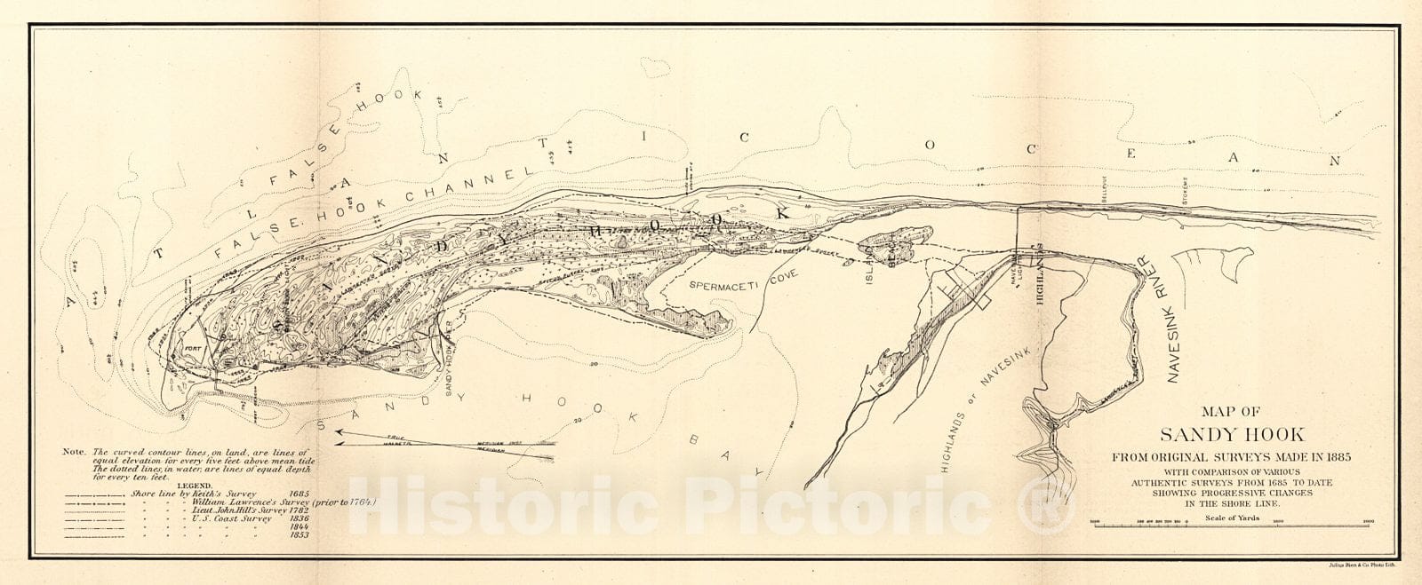 Historic Map : 1885 Map of Sandy Hook : Vintage Wall Art – Historic ...